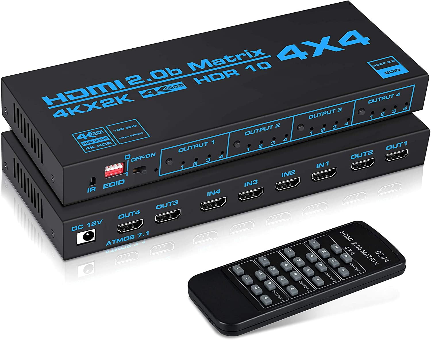 HDMI Matrix Switch 4x4,AUBEAMTO 4K HDMI Matrix Switcher Splitter 4 in 4 Out Box with EDID ...