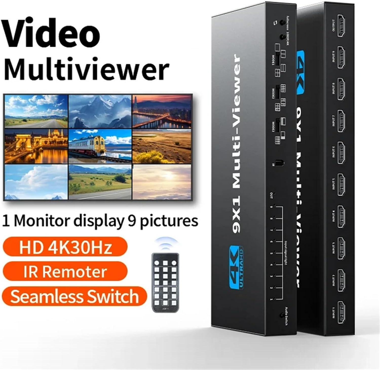 HDMI Multiviewer Switch 9X1, AUBEAMTO HDMI Quad Multi-Viewer Seamless ...