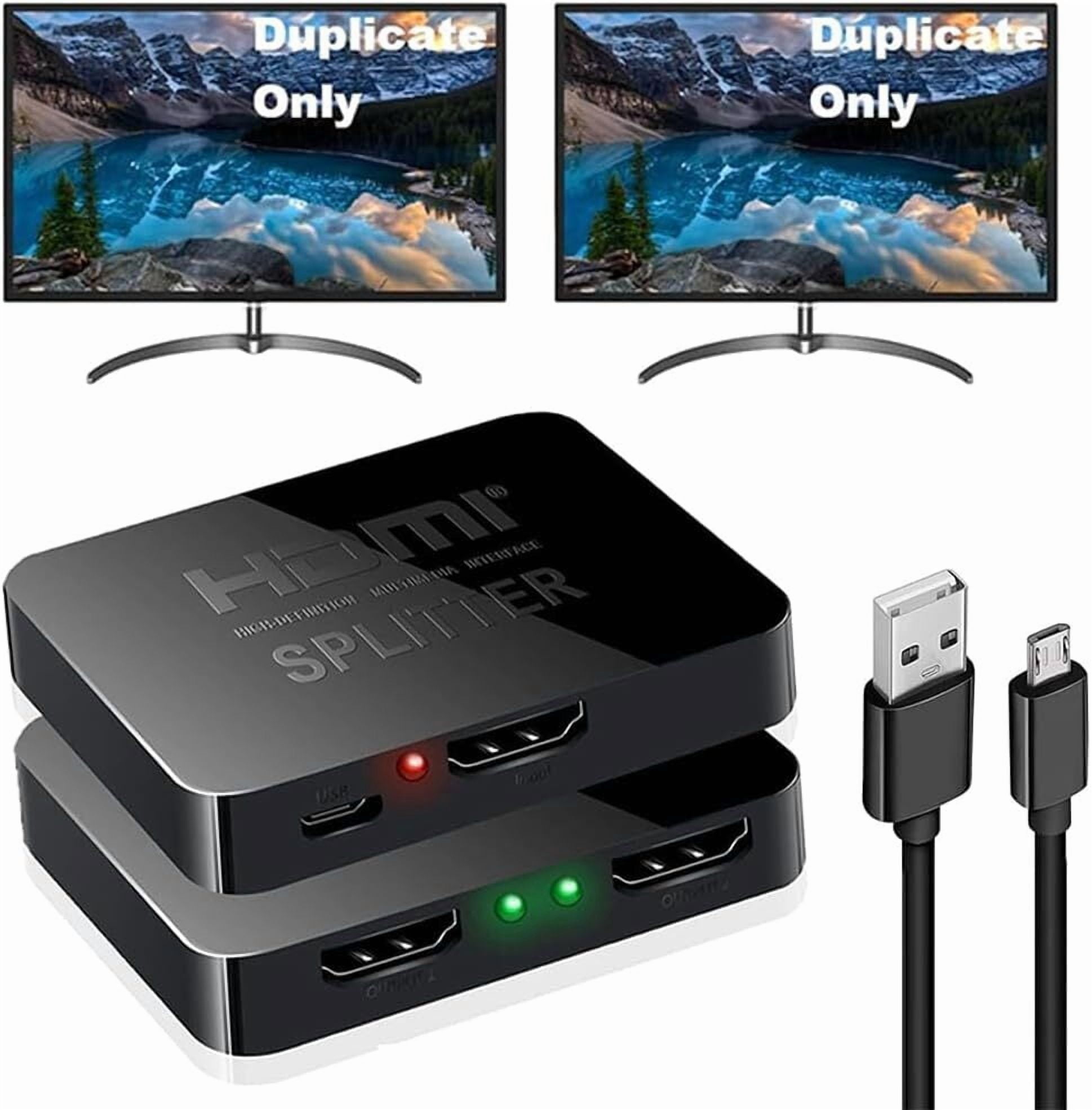HDMI Splitter 1 in 2 Out for Dual Monitors, 4K HDMI Splitter Not for ...