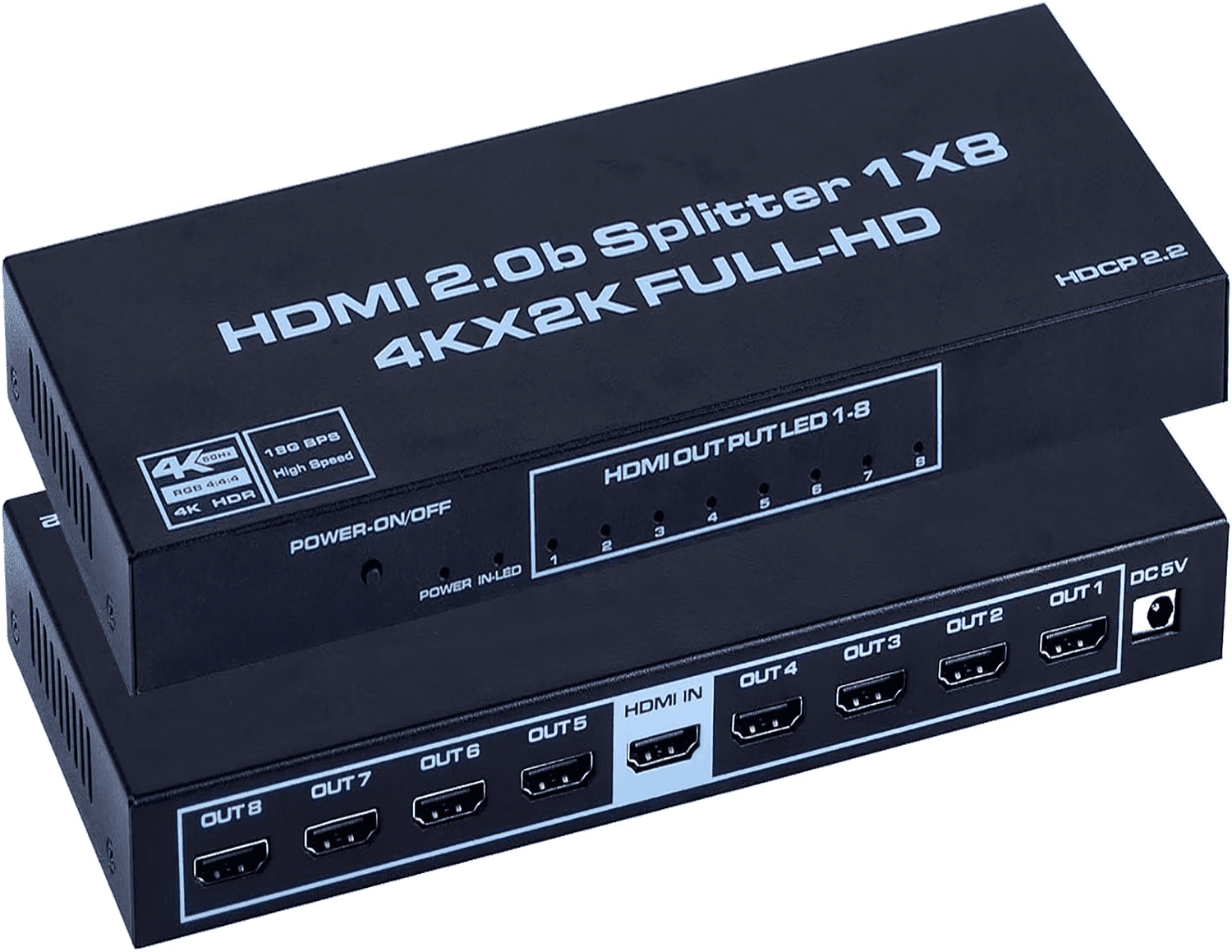 HDMI Splitter 1x8, 4K HDMI Splitter 1 in 8 Out Audio Video Distributor ...