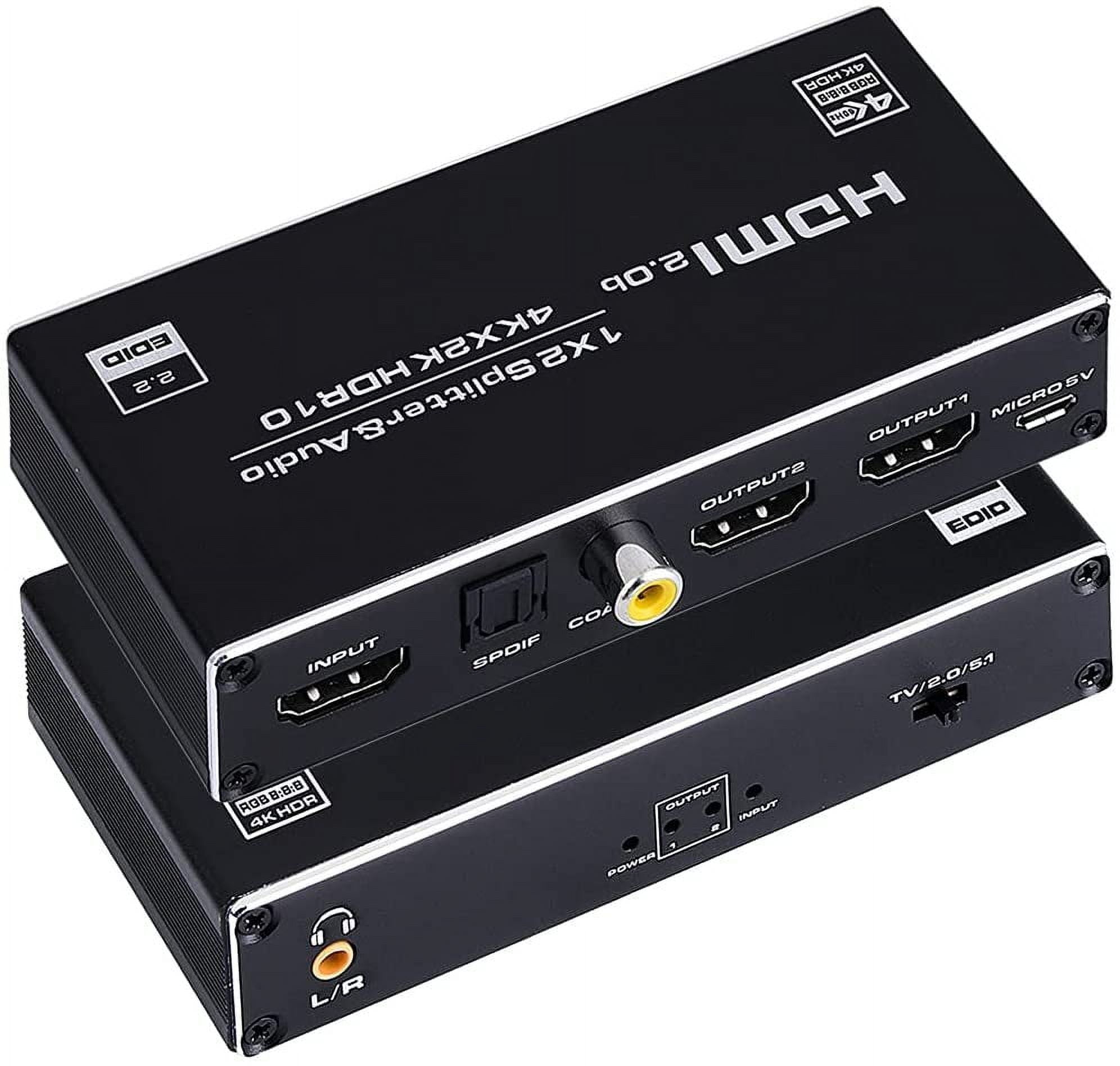 HDMI Splitter Audio Extractor,AUBEAMTO 1 in 2 Out HDMI Splitter with 3 ...
