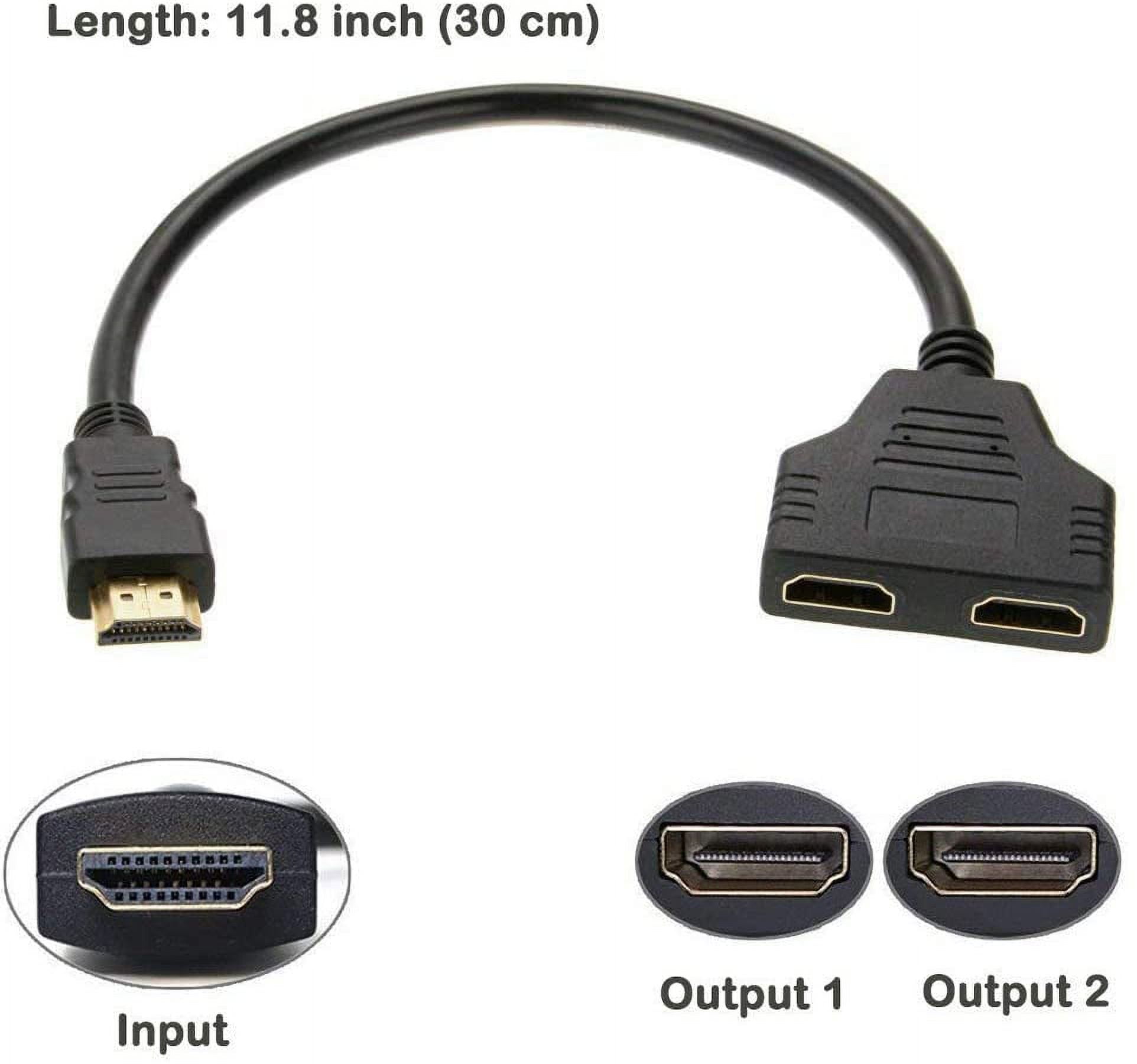 HDMI Splitter Cable 1 Male to Dual HDMI 2 Female Y Splitter, Male to ...