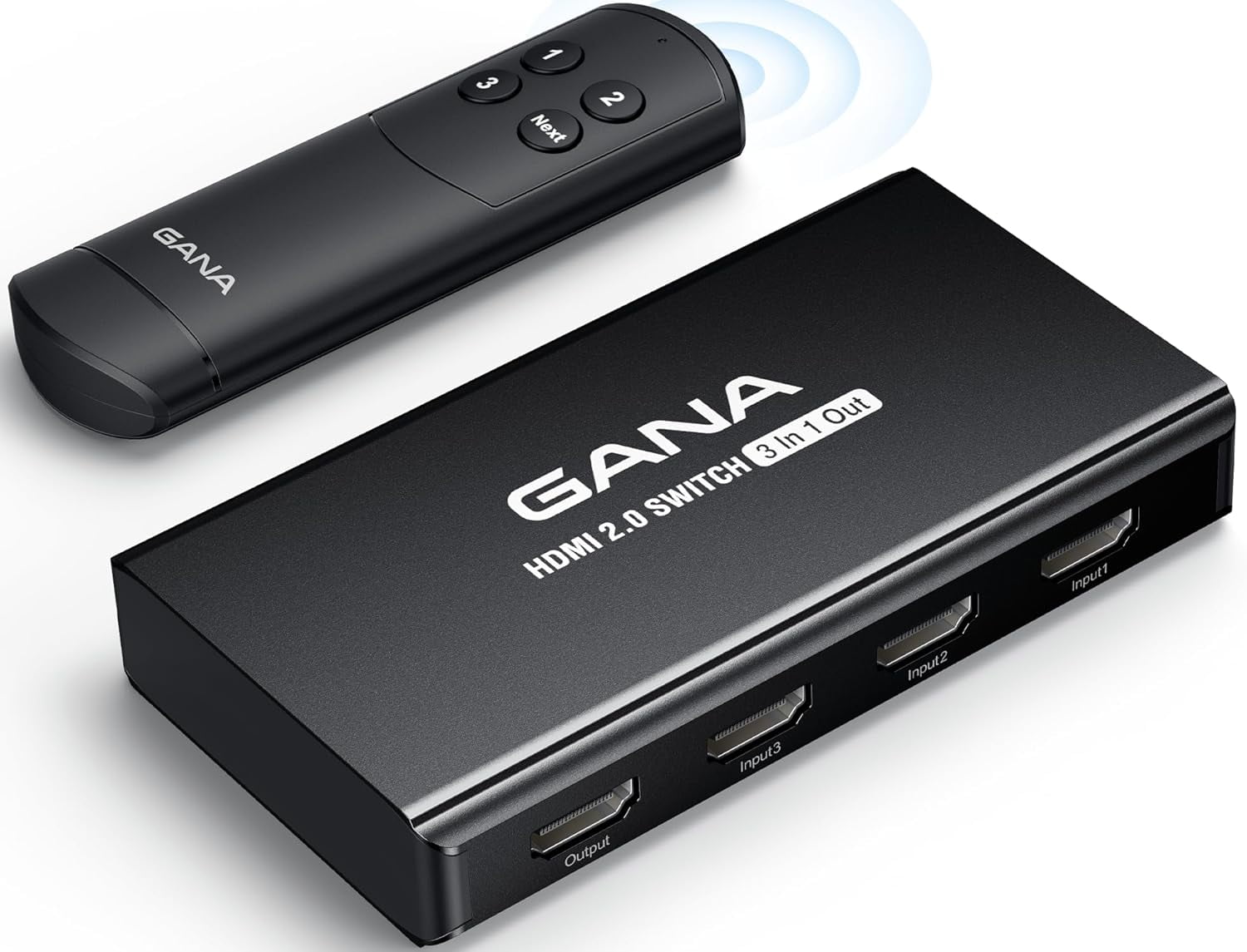 HDMI Switch 3 in 1 Out 4K@60Hz, GANA HDMI Splitter Switcher with Remote ...