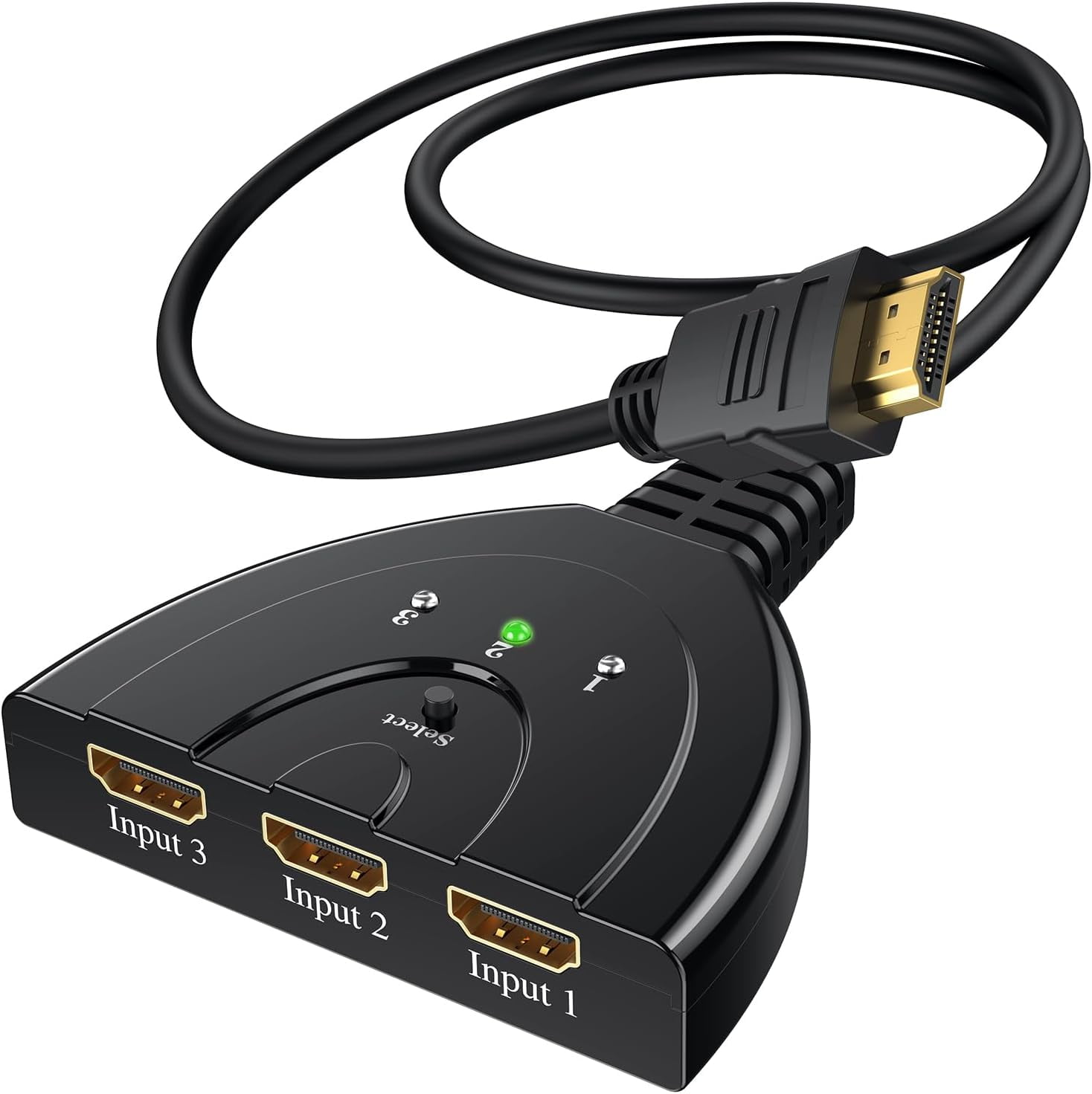 HDMI Switch 4K, 3 Port HDMI Switcher 3x1 HDMI Splitter Hub 3 in 1 Out with 𝟯.𝟮𝙁𝙏 Long Cable ...