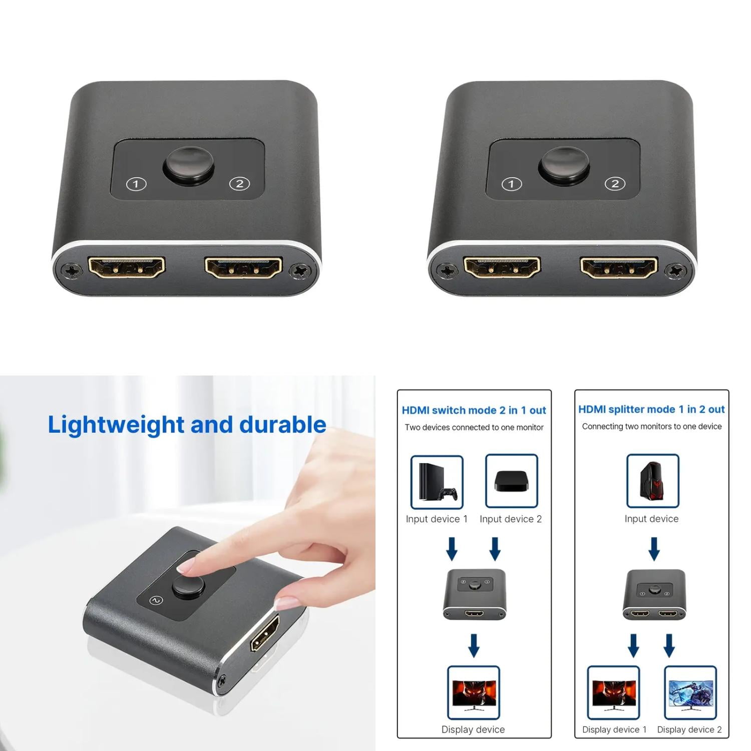 HDMI Switch 4K HDMI Splitter 2 Input 1 Output Or 1 In 2 Out Supports 4K ...