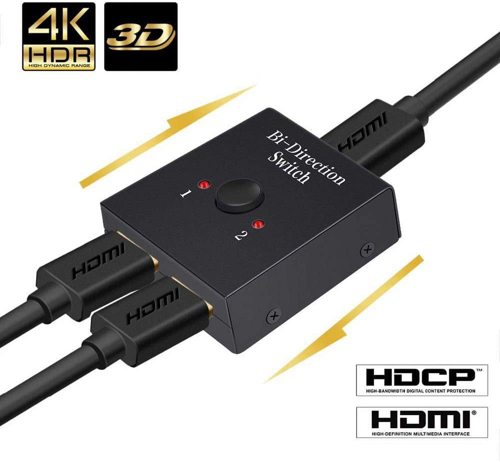HDMI Switch 4K HDMI Splitter-Aluminum Bi-Directional HDMI Switcher 2 ...