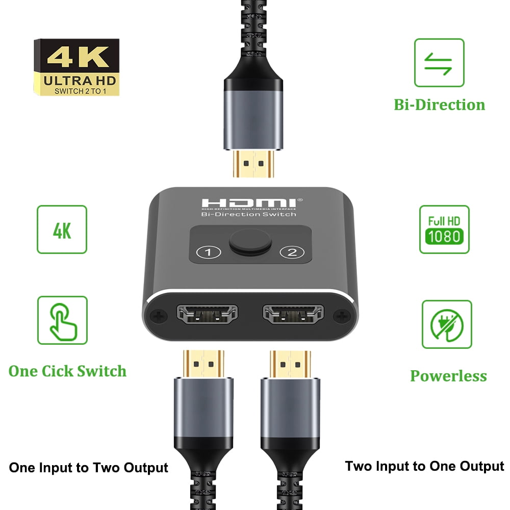 HDMI Switch 4k@60hz Splitter, ACUM Aluminum Bidirectional HDMI Switcher ...