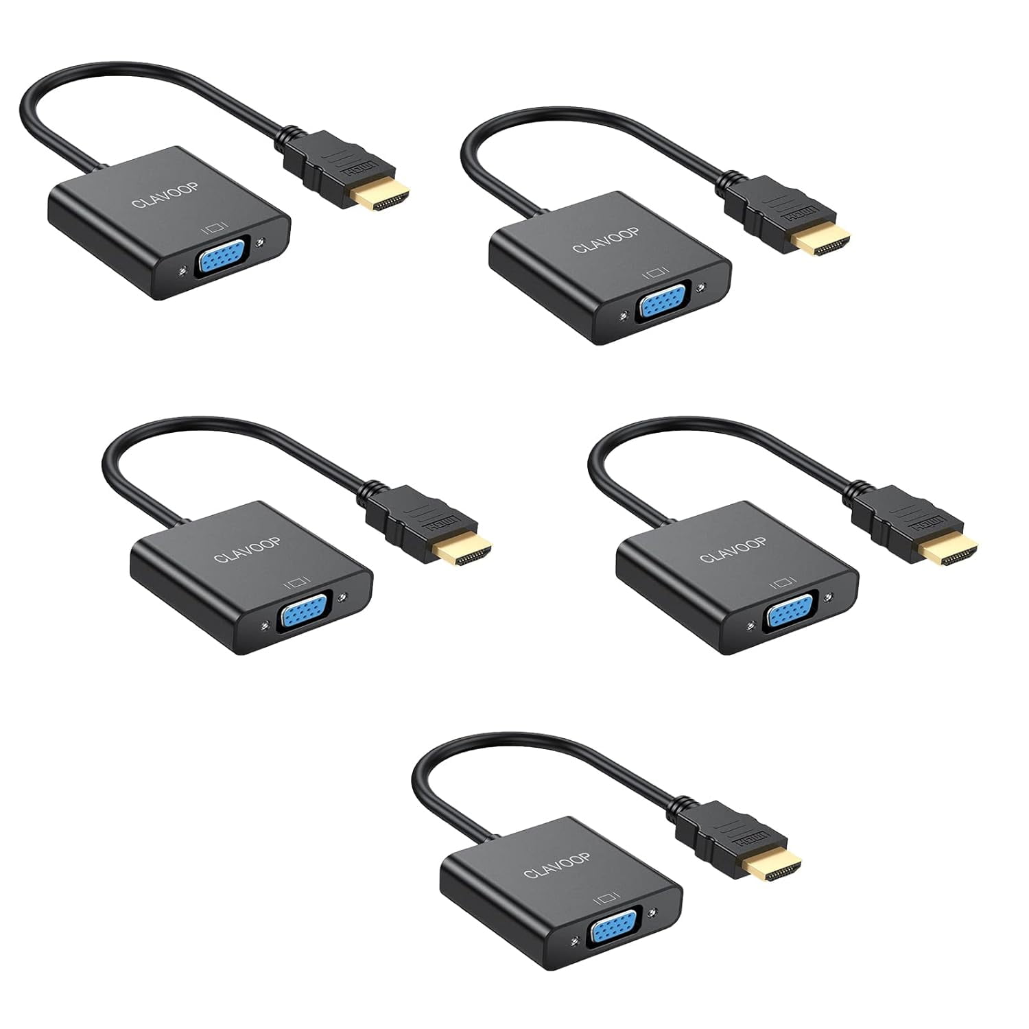 HDMI to VGA Adapter 5 Pack, Gold-Plated HDMI to VGA Cable Adapter Male ...