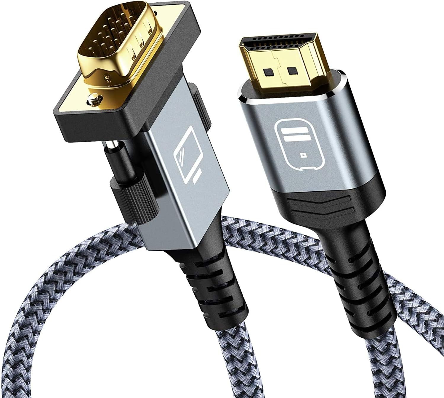 HDMI to VGA, Unidirection Nylon Braid Gold-Plated HDMI to VGA 3 Feet ...