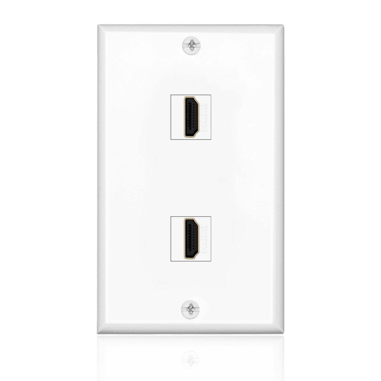 HDMI Wall Plate (2 Port, White) HDMI Socket Plug Insert Jack Outlet ...