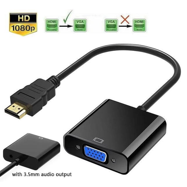 HDMI to VGA Adapter with Audio, Black, 1 Pack，Compatible with ...
