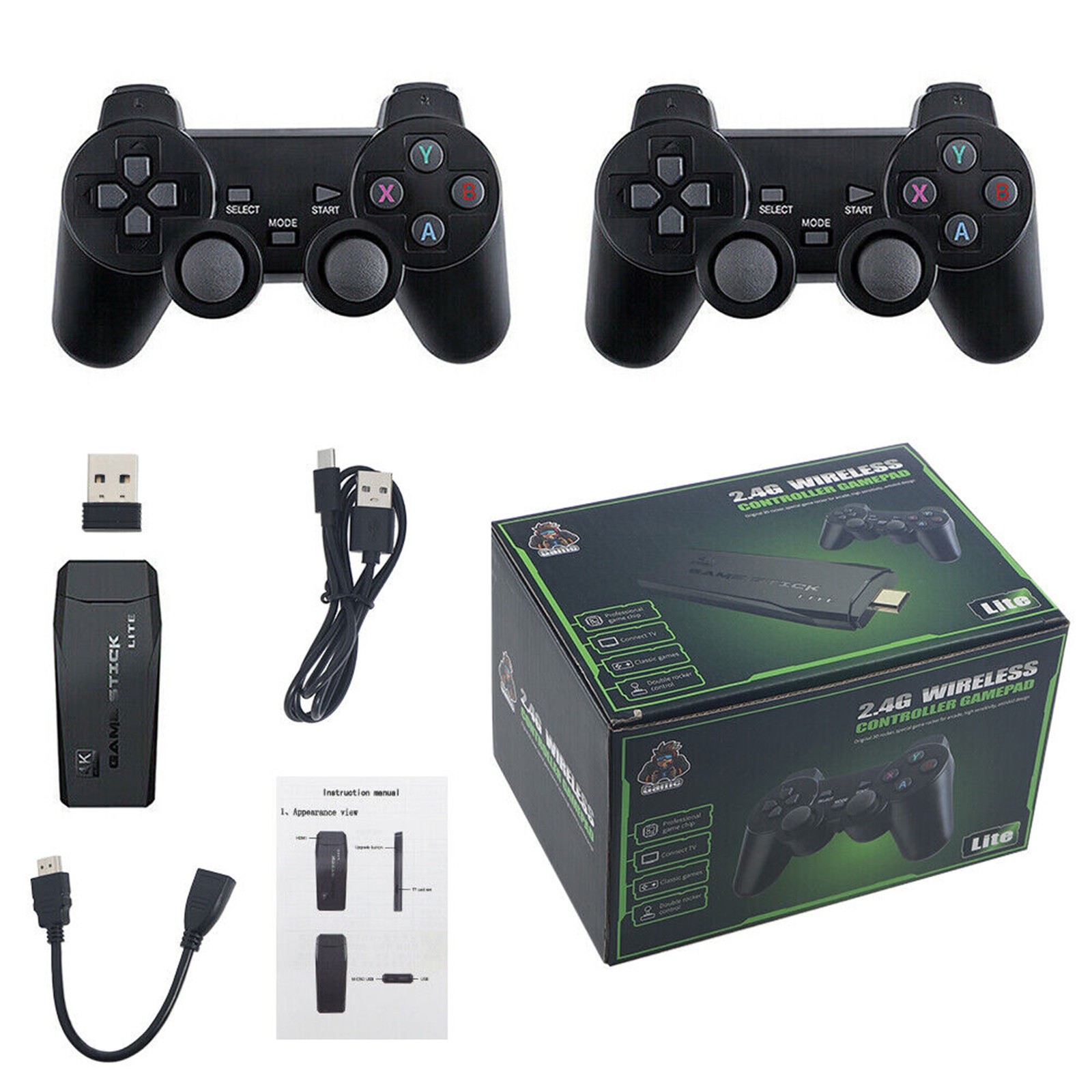 HDMITV Game Stick Console 4K Built In 64GB 20000+ Retro Gaming+2 ...