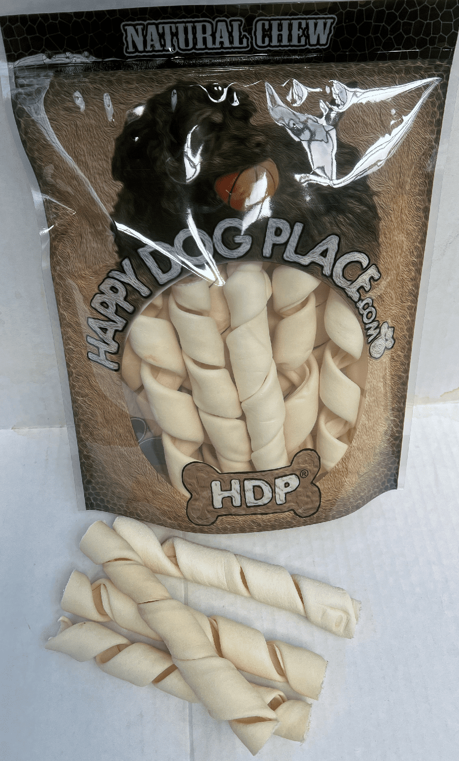 HDP Beef Cheek Spring Curly Rolls Natural Chew Size:6" Spring Pack of ...