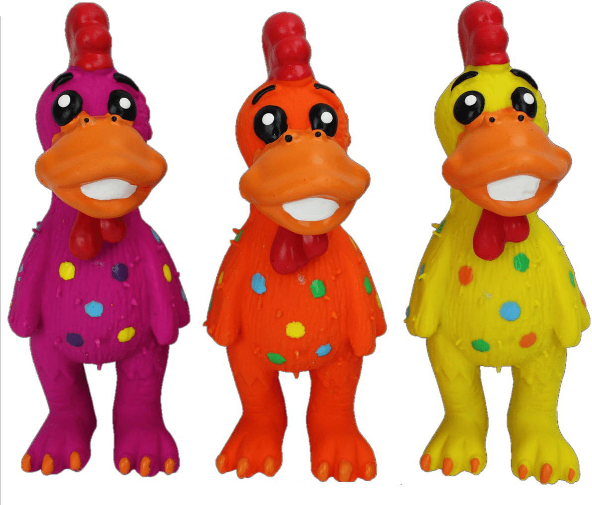HDP Multipet Latex Squeaking MINI Toy Bundle Color:Chicken Pack of 3 ...