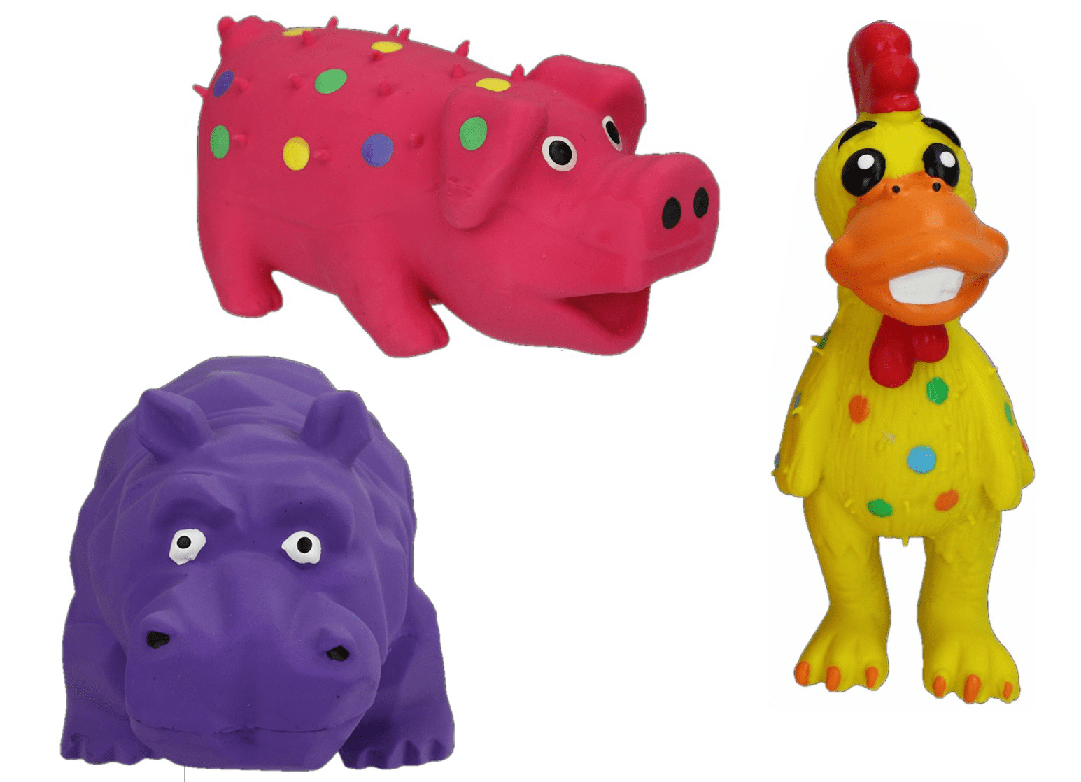 HDP Multipet Latex Squeaking MINI Toy Bundle Color:Set Pack of 3 ...