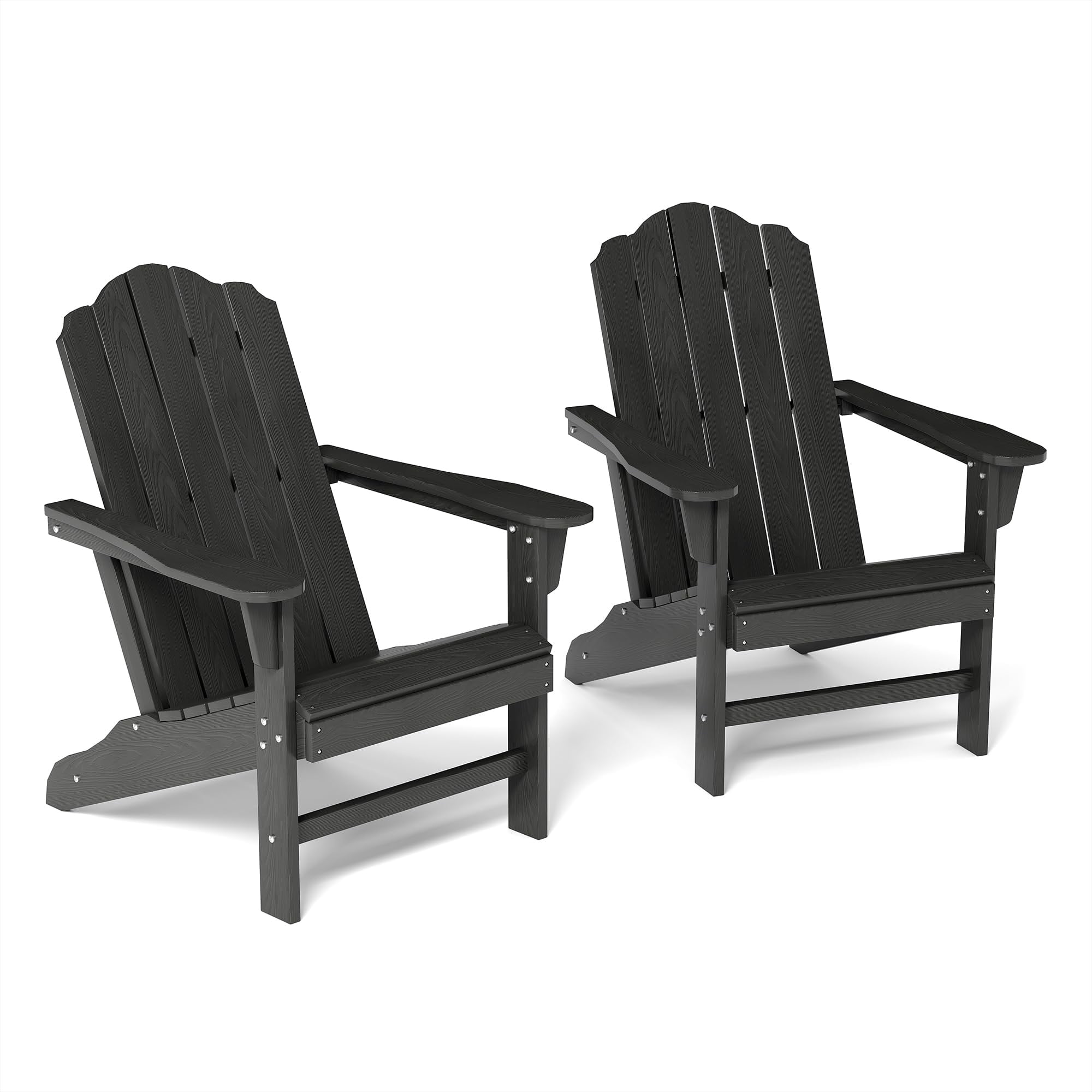 HDPE Adirondack Chair Set of 2, Wood Texture Patio Furniture, Outdoor ...