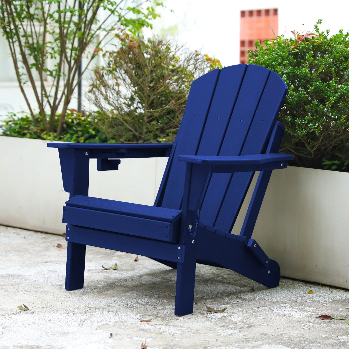 HDPE Folding Adirondack Chair with Dual Cup Holder - Composite ...