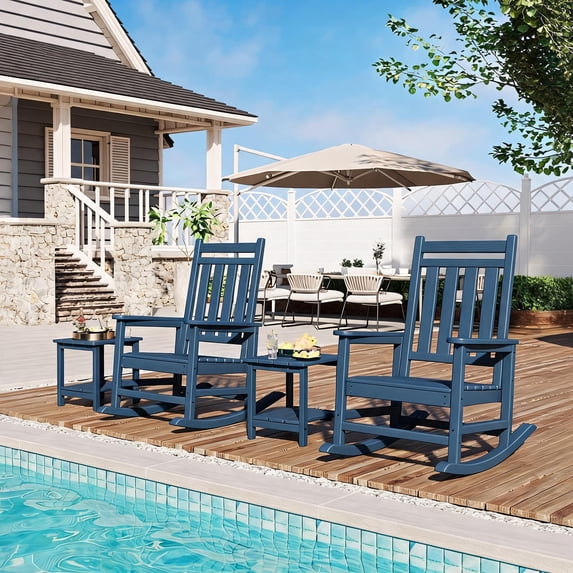 HDPE Outdoor Rocking Chair with Fixed Armrests, All Weather Poly Lumber ...