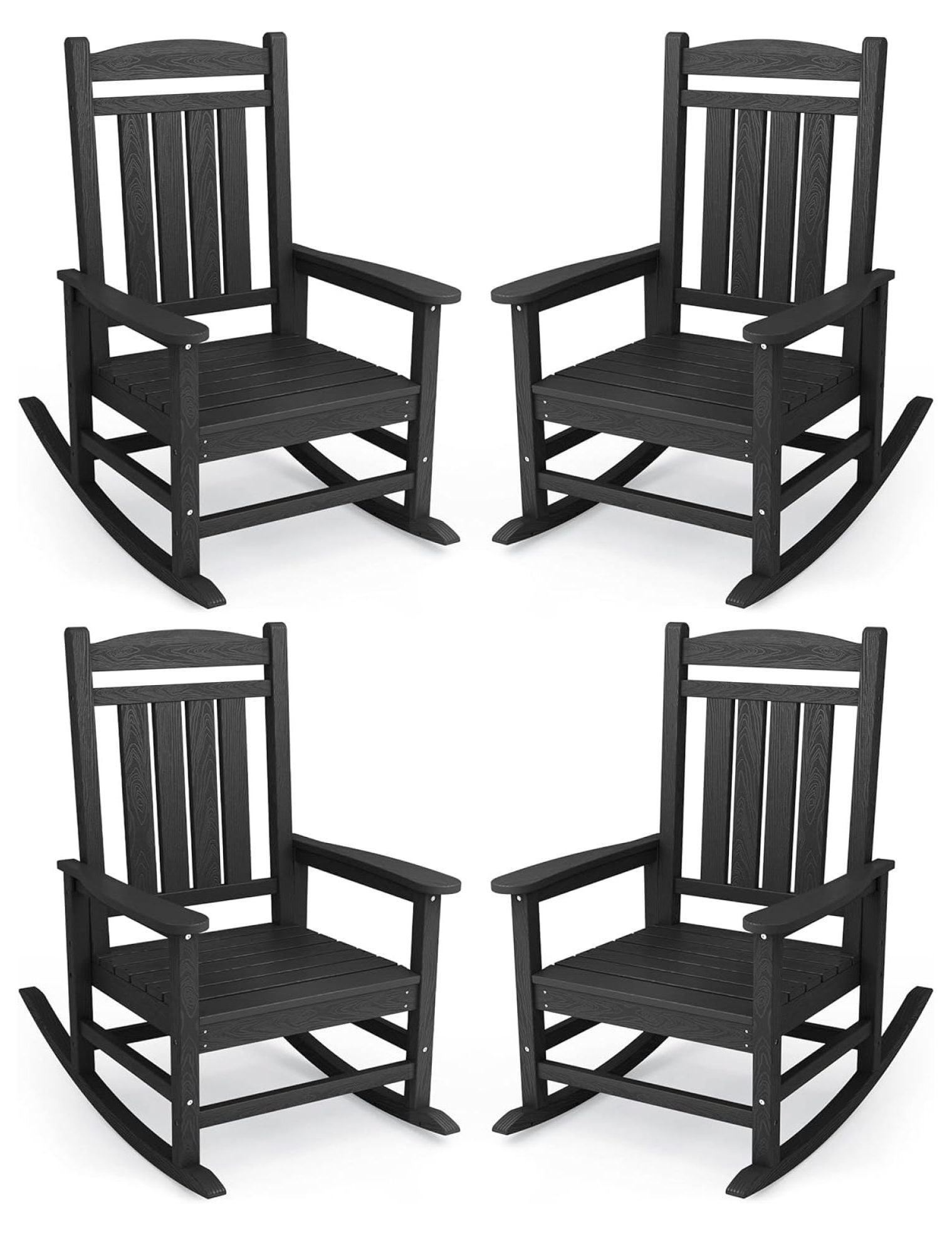 HDPE Outdoor Rocking Chair Set of 4, Widened Seat Patio Rocking Chair ...