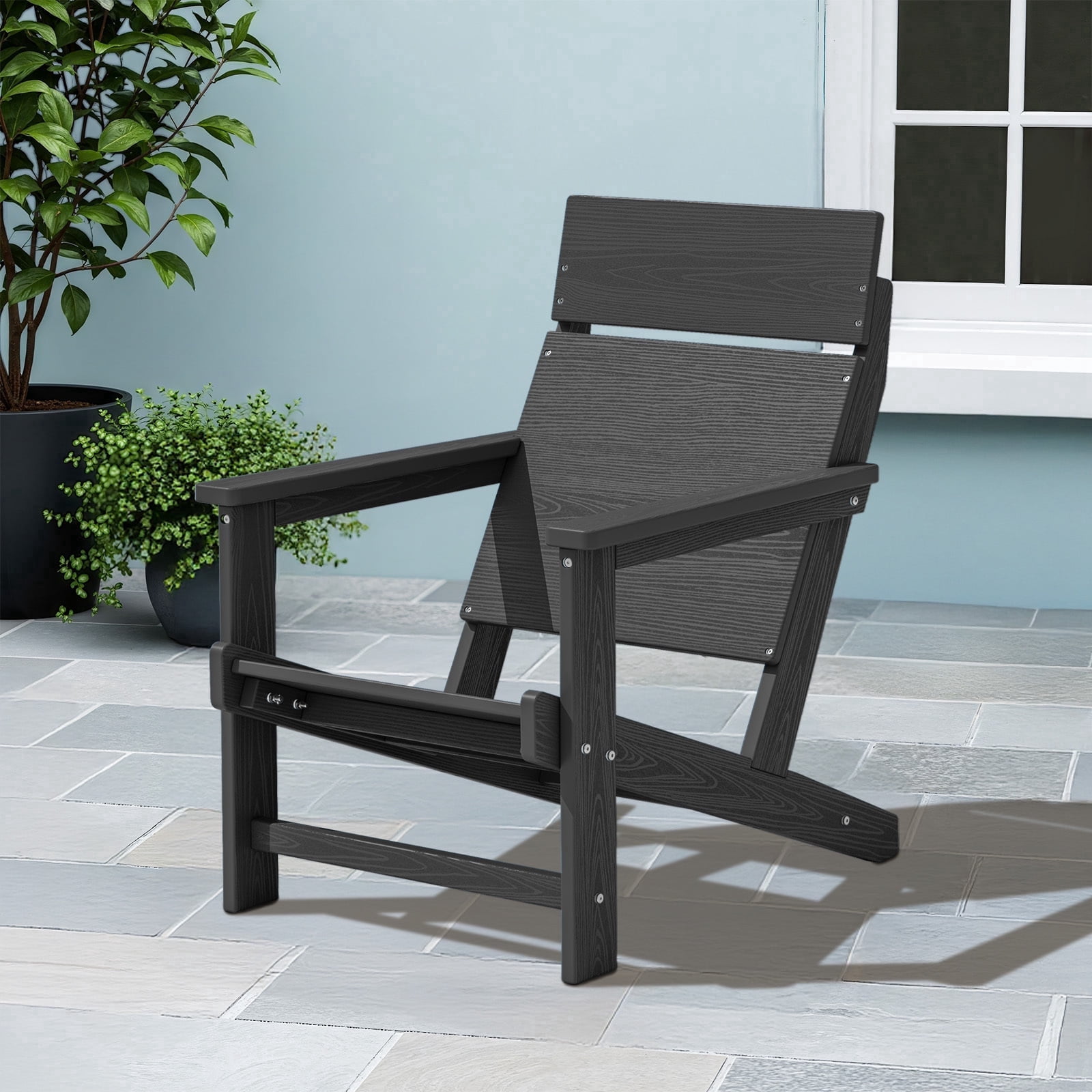 FUNDAZE HDPE Oversized Adirondack Chair, Outdoor Patio Lawn Chairs ...
