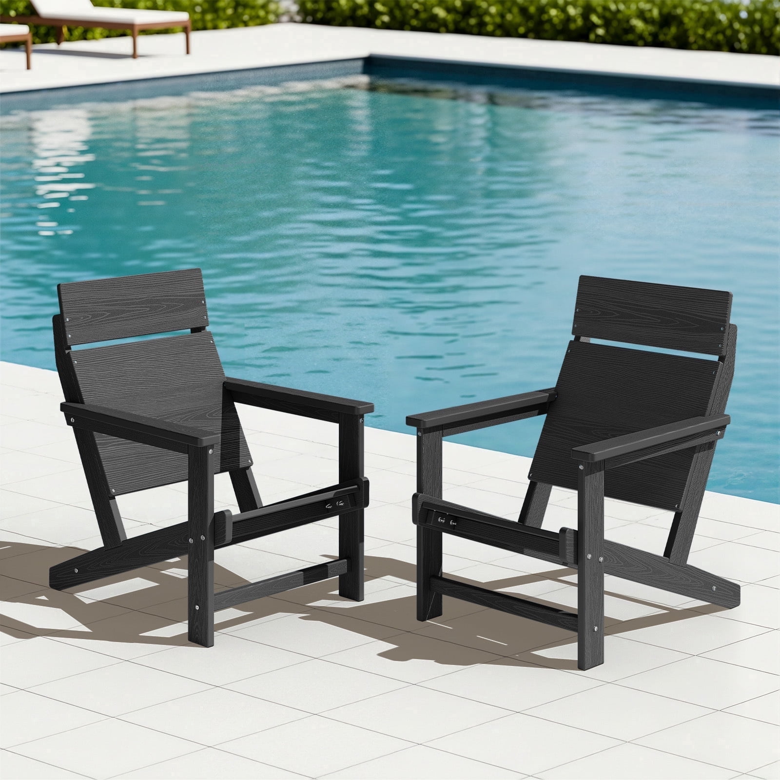 FUNDAZE HDPE Oversized Adirondack Chair Set of 2, Outdoor Patio Lawn ...