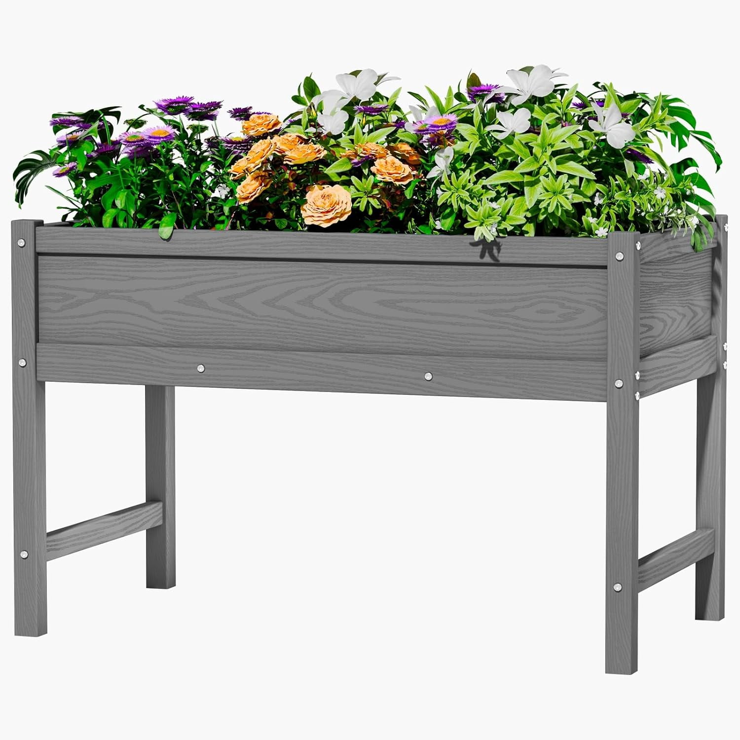 HDPE Raised Garden Bed with Legs, Outdoor Weather-Resistant Elevated ...