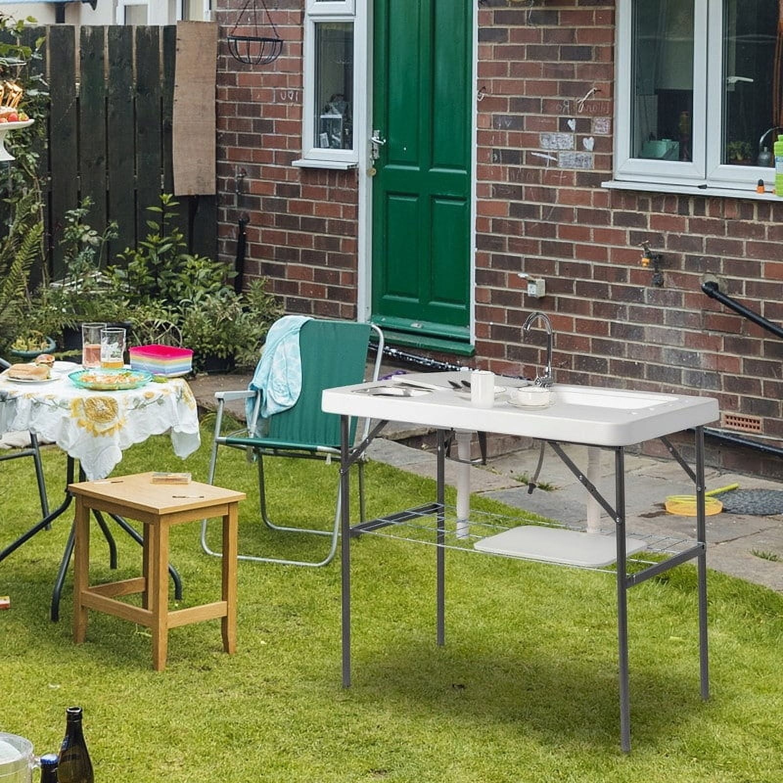HDPE Rectangular Folding Portable Outdoor Fish Killing Table with Sink ...