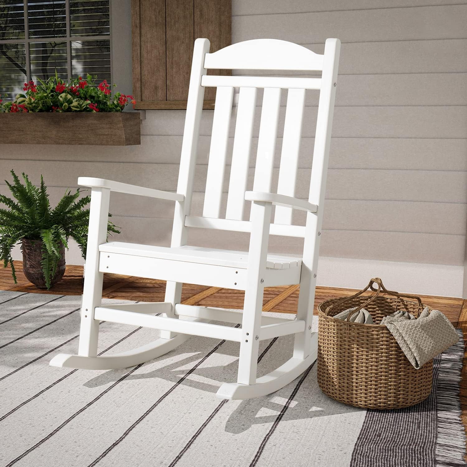HDPE Rocking Chair Plastic Outdoor Indoor Patio Rocker Chair High Back ...
