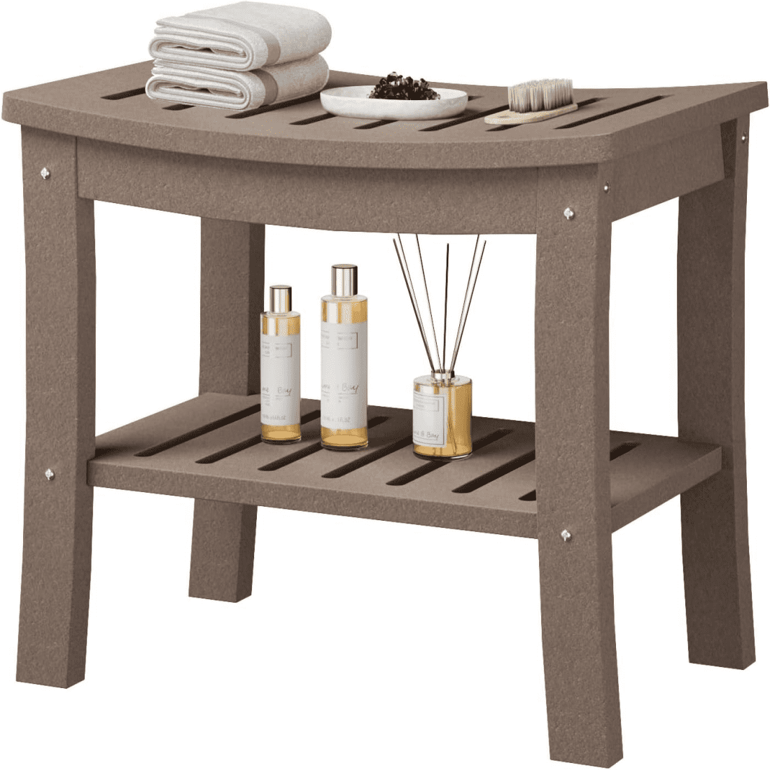 HDPE Shower Bench with Storage Shelf - Waterproof Bathroom Stool for ...