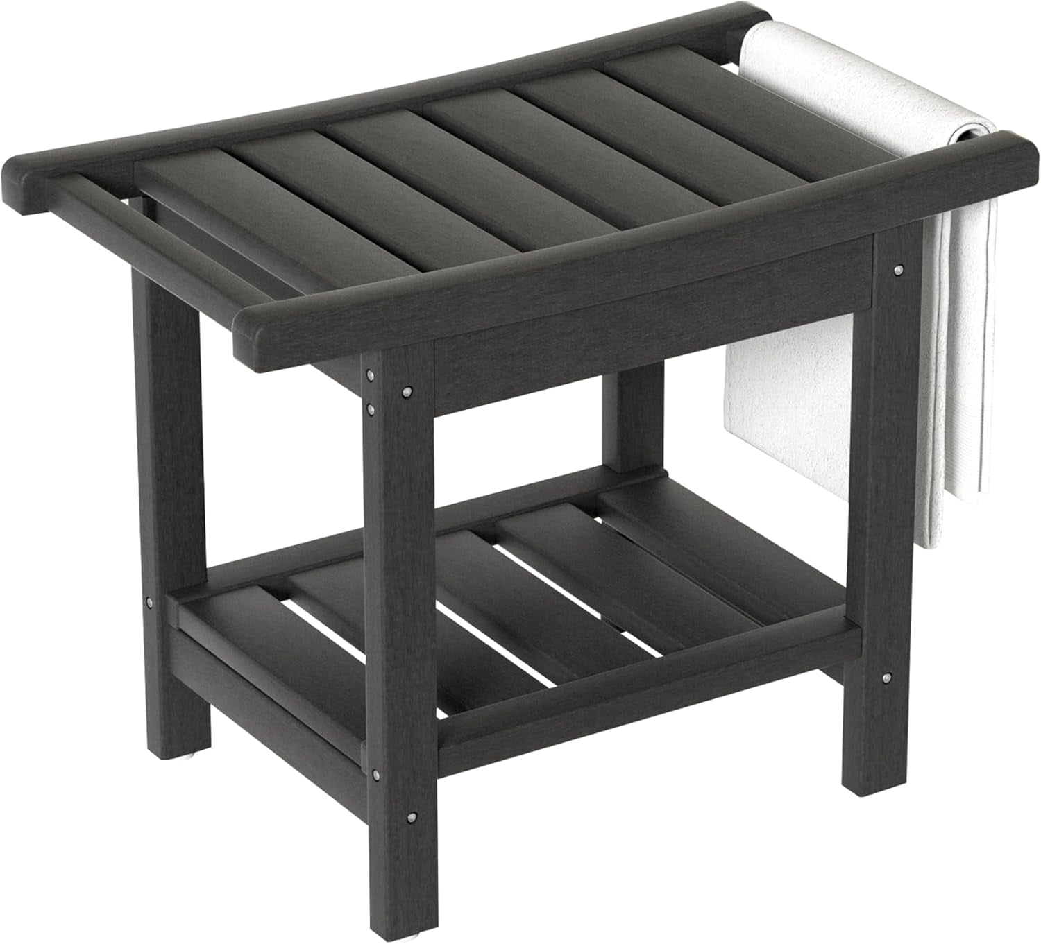 Shower Benches 24 x 13 Inch Waterproof Chair with Storage Shelf Poly ...