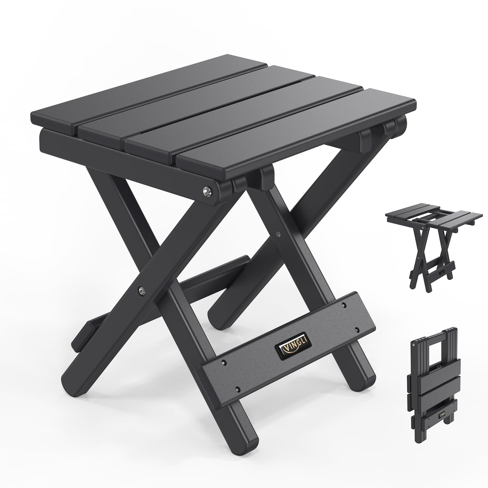 HDPE Slatted Folding Table, Compact Portable Coffee Table for Outdoor ...
