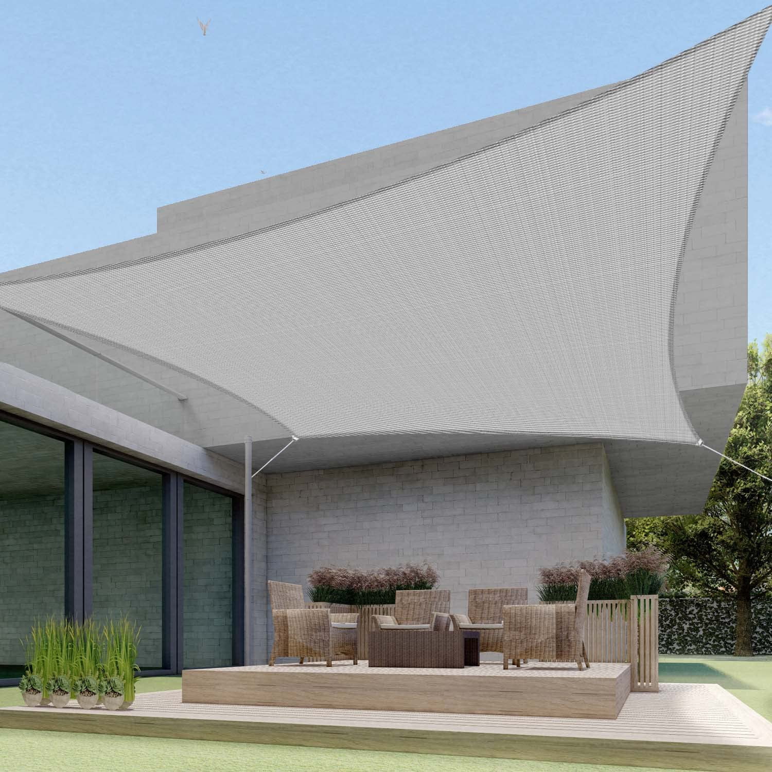 HDPE Sun Shade Sail Rectangle Canopy Shades for Outdoor Patio Pergola ...