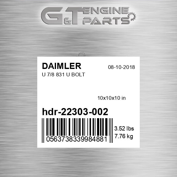 HDR 22303 002 U 7/8 831 U BOLT fits DAIMLER (New OEM) - Walmart.com