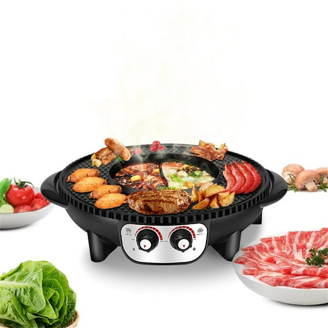 HDS 2-in-1 Electric Hot Pot & BBQ Grill, 2000W, Dual Temp Control ...