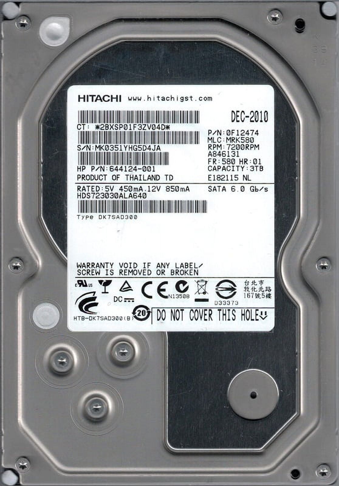 HDS723030ALA640 P/N: 0F12474 MLC: MRK580 Hitachi 3TB - Walmart Business ...