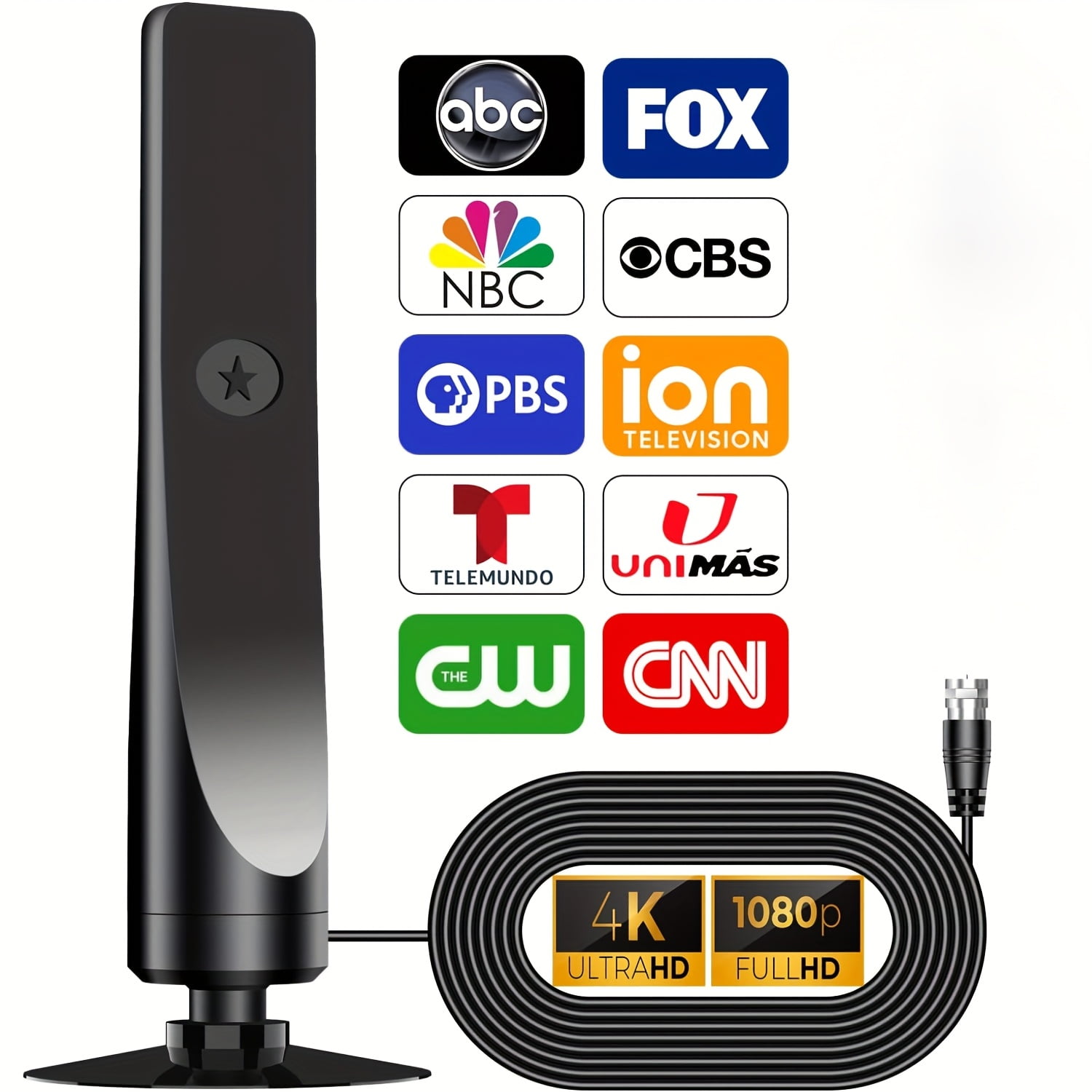 HDTV Antenna - 6000+ Miles Range, 4K/8K Ultra HD Amplifier Signal ...