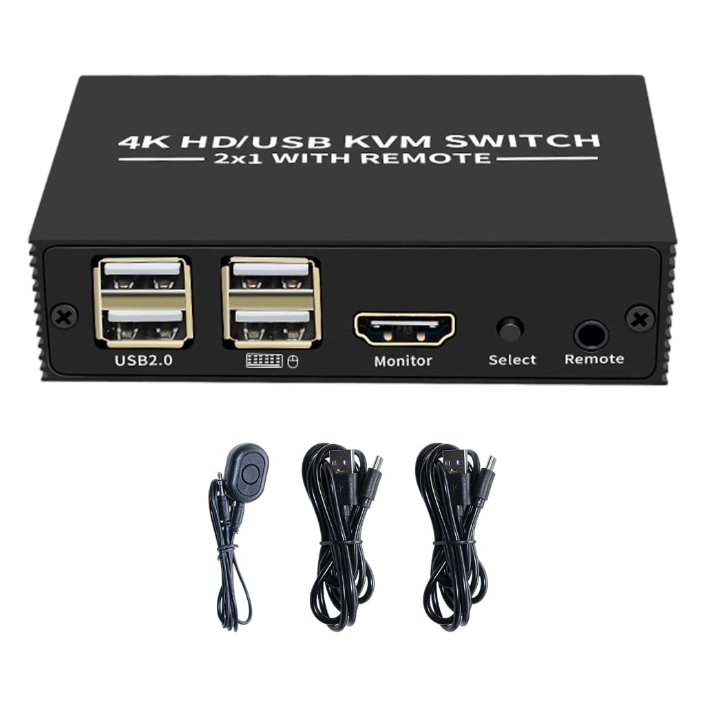 HDTV KVM Switcher 2 Input 1 Output 4K 3840x2160 USB Keyboards Mouse ...
