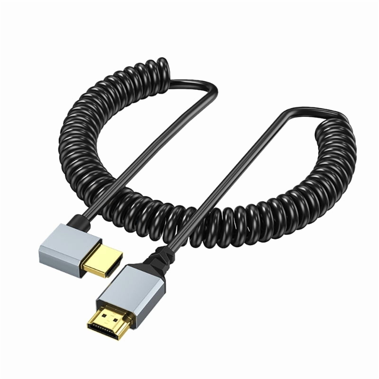 HDTV Port 4K 60Hz Video Cord Coiled Cable Straight/90 Degree Male to ...