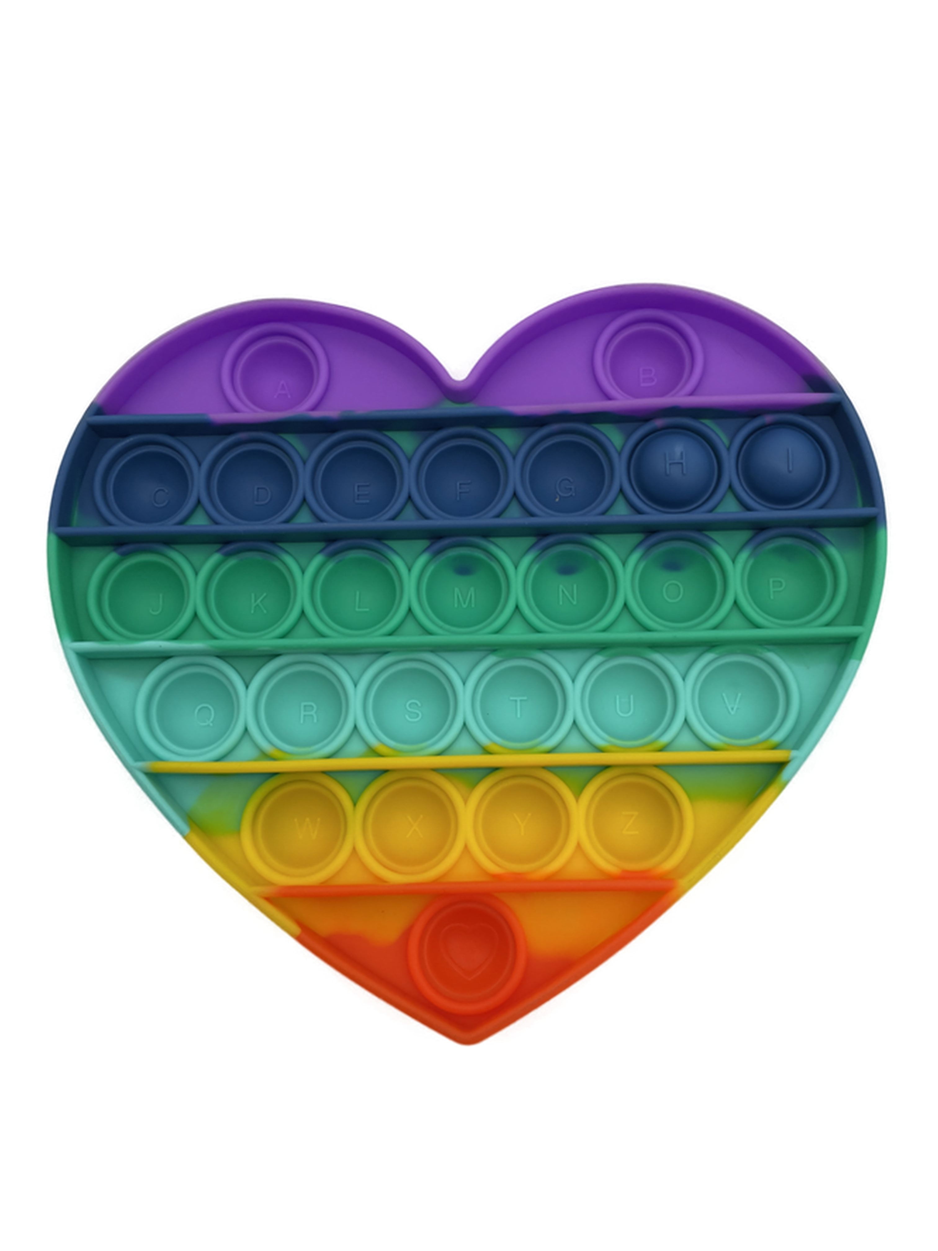 HDTech Rainbow Heart Shape Push Pop Bubble Sensory Fidget Toy for Kids ...