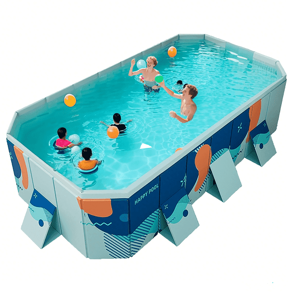 HDUTNGISN 100"Collapsible Rectangular Non-Inflatable Family Pool,Hard ...