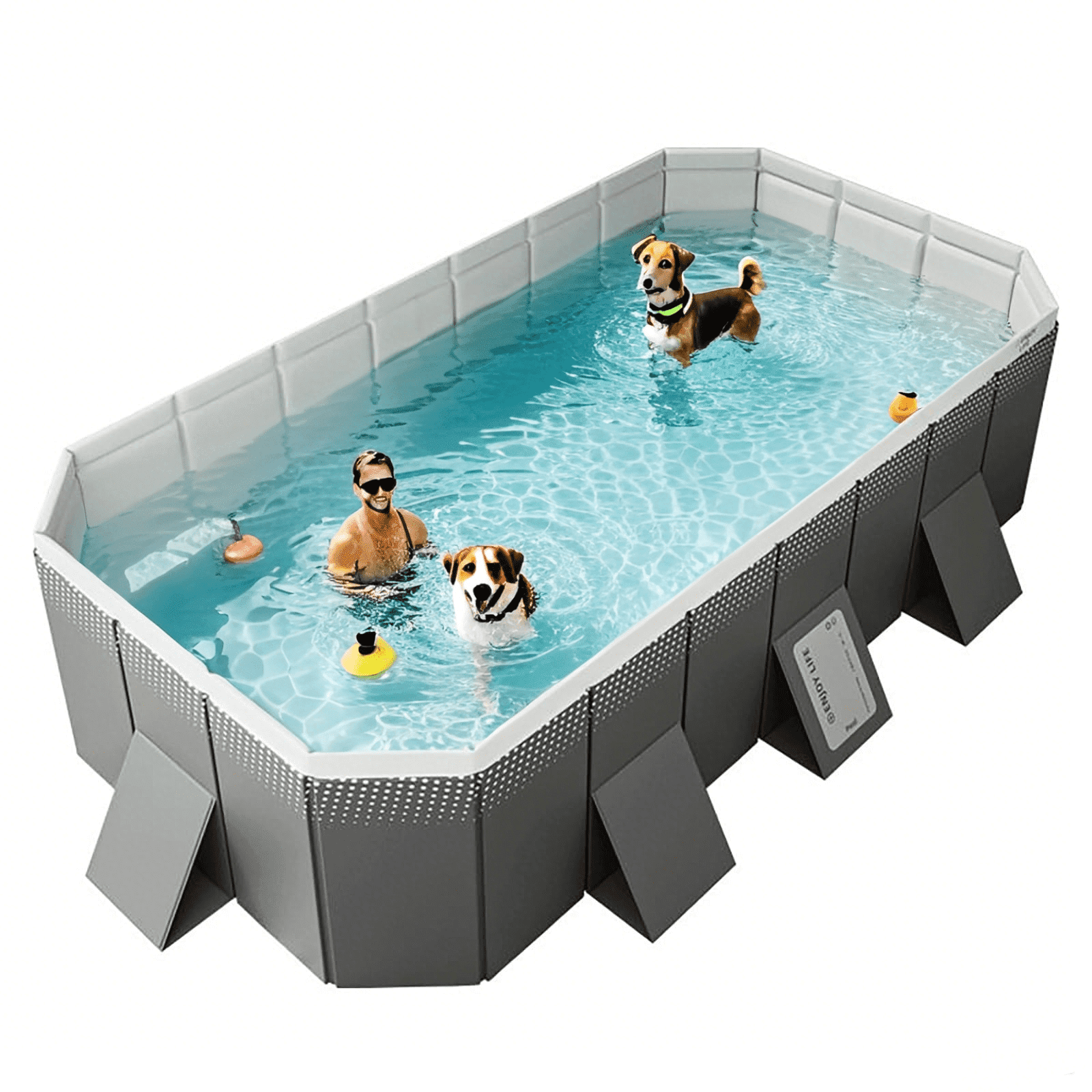 HDUTNGISN 102"×66"×20"Foldable Swimming Pool for Kids & Family,Non ...