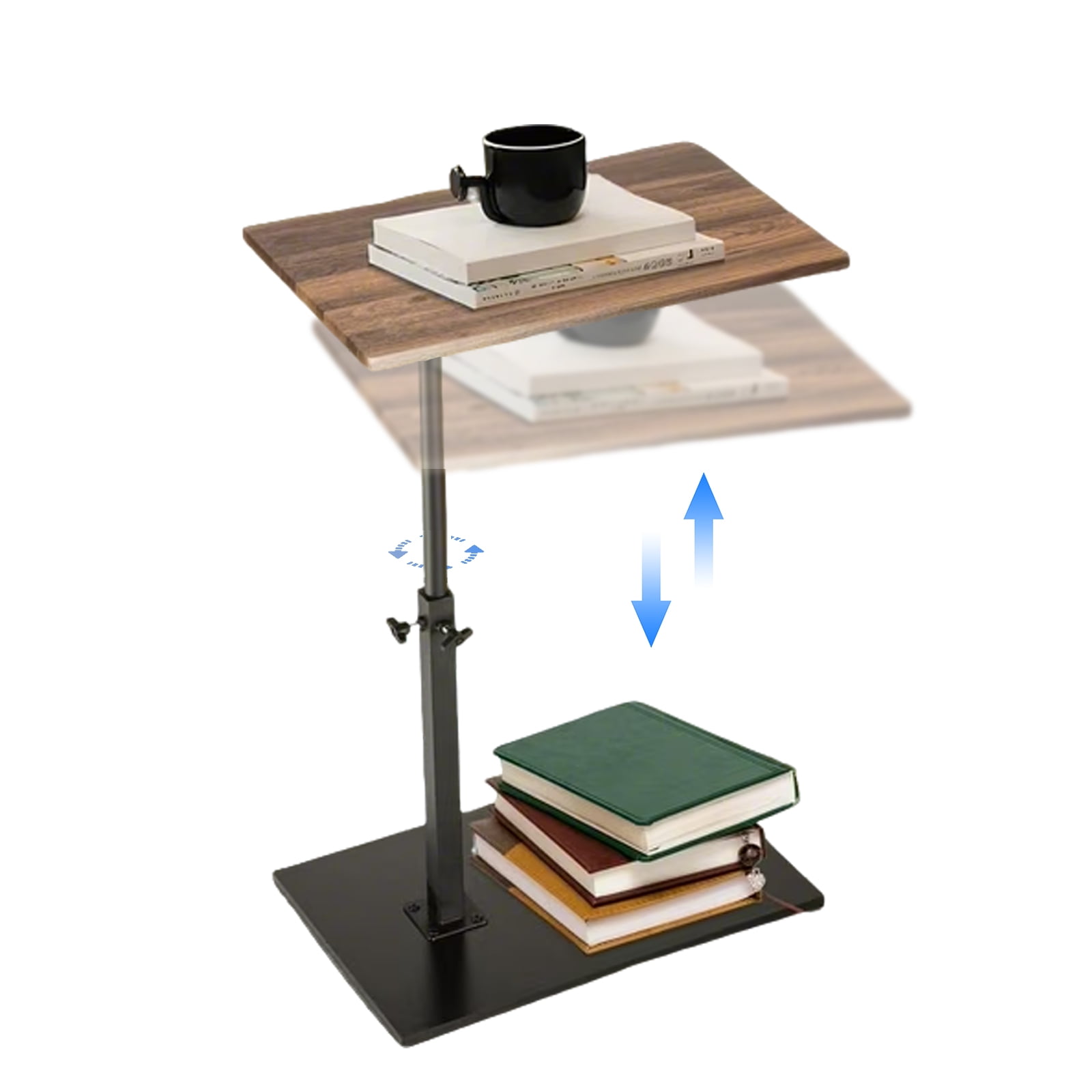 HDUTNGISN 20"C Shaped End Table,360°Large Swivel Top & Adjustable Height Side Table for Home ...