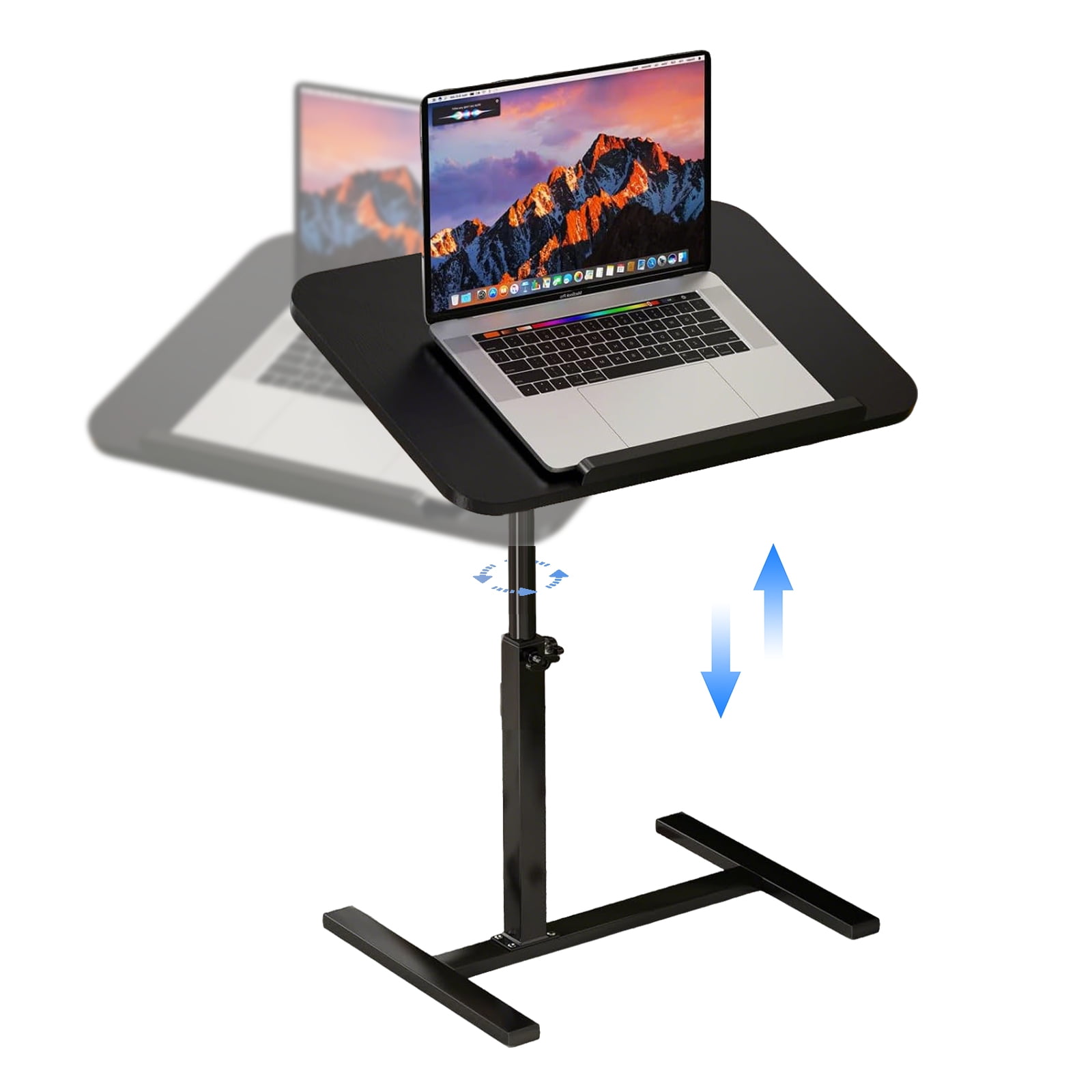 HDUTNGISN 23"Large C Shaped End Table,Adjustable Height & 360°Swivel Top Side Table，Top Tilting ...