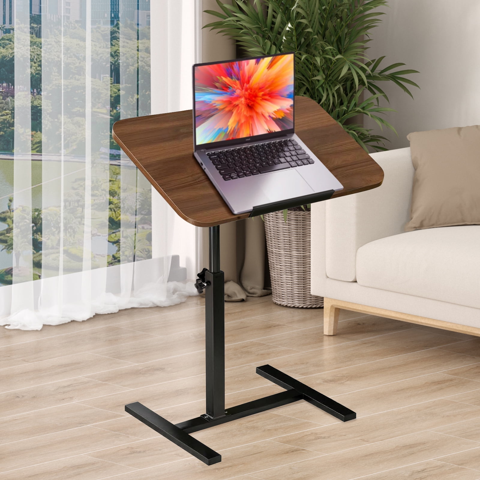 HDUTNGISN 23"Large C Shaped End Table,Adjustable Height & 360°Swivel Top Side Table,Top Tilting ...