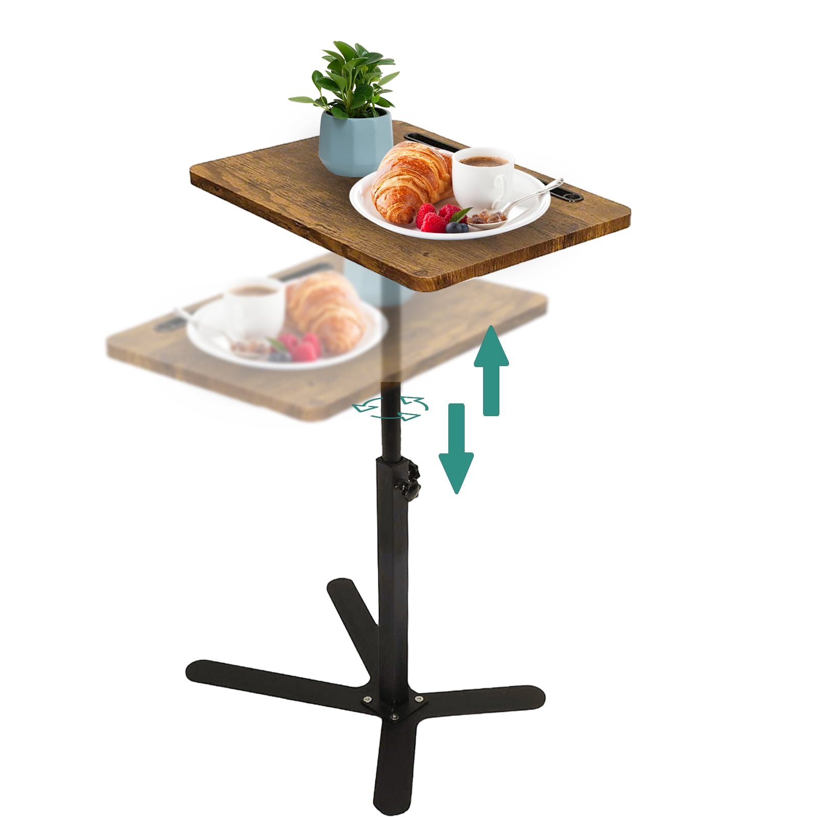 HDUTNGISN 360° Swivel Height Adjustable Small Drink Table for Small ...