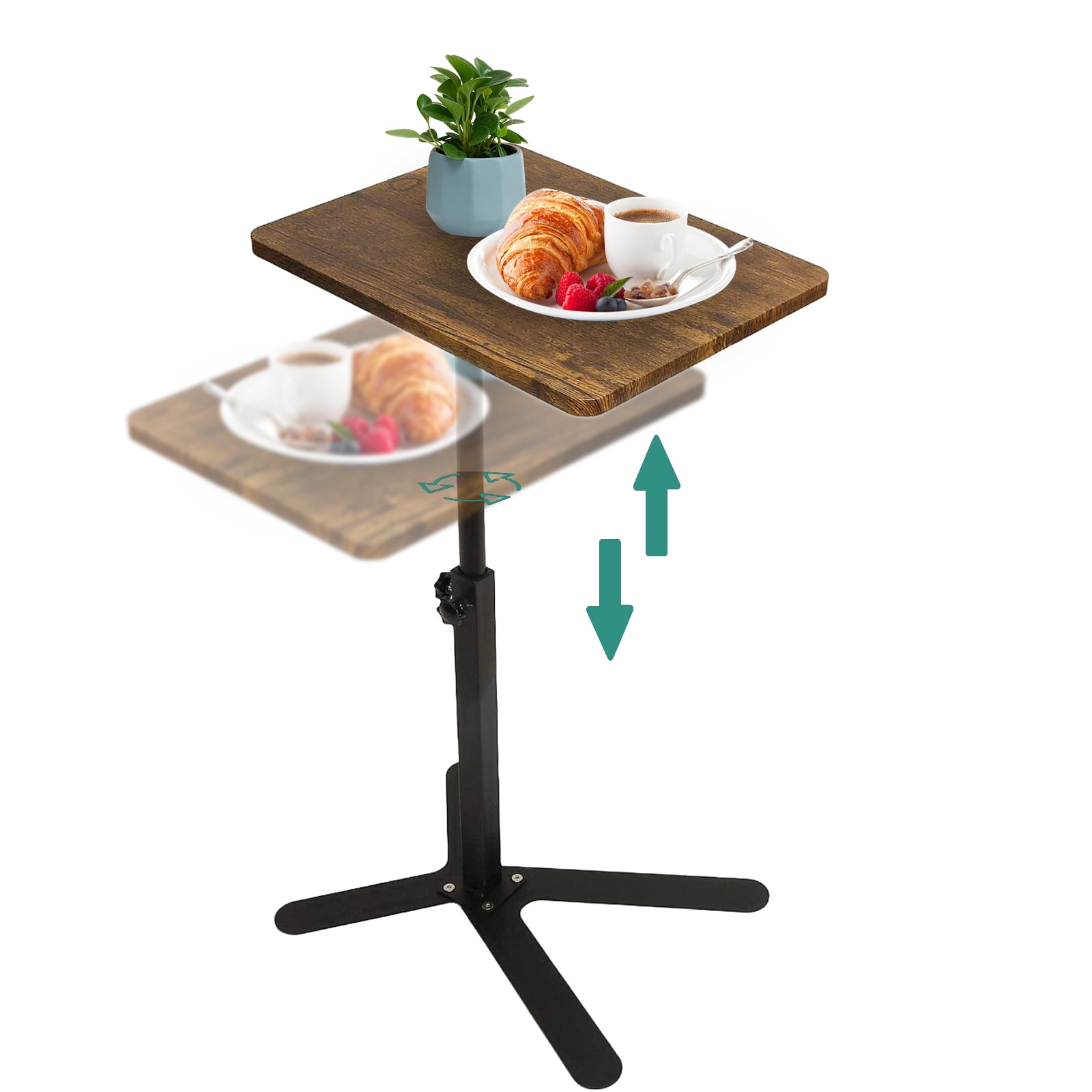 HDUTNGISN 360° Swivel Height Adjustable Small Drink Table for Small ...