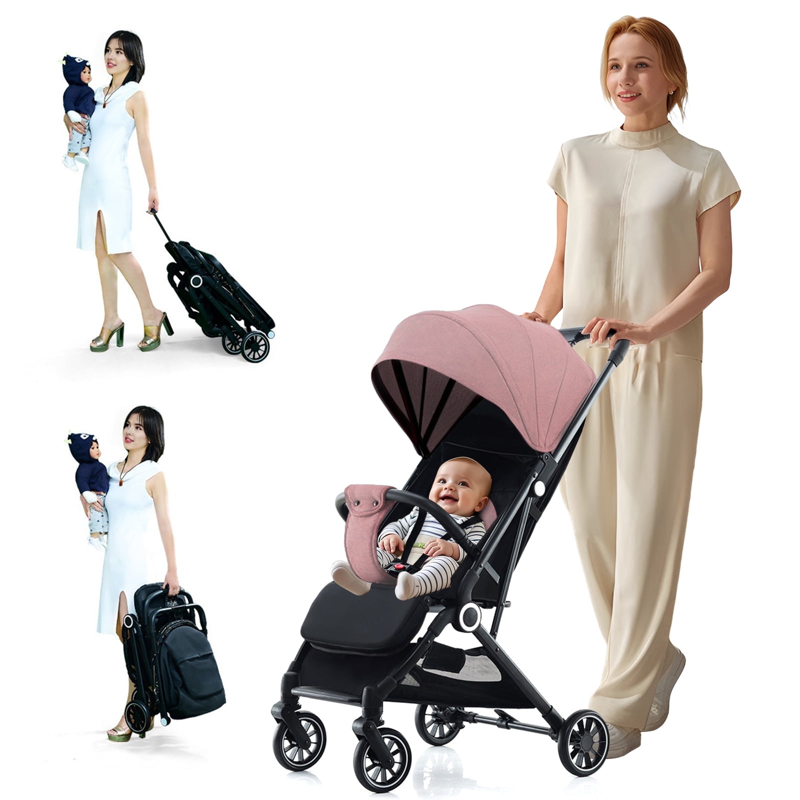 Foldable Baby Stroller,Travel Stroller with 5-Point Harness,Adjustable ...