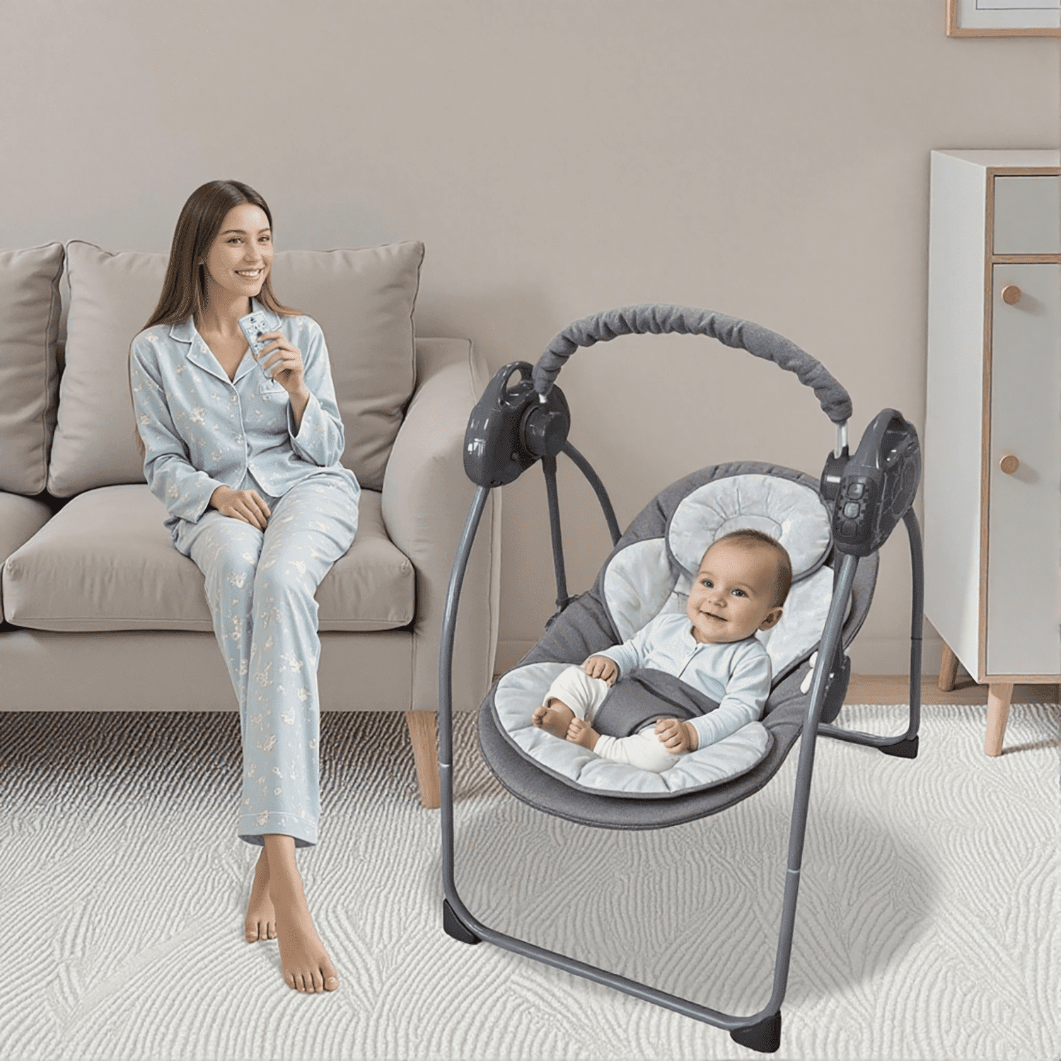 HDUTNGISN Gray Electric Baby Swing for Newborns,Motorized with ...