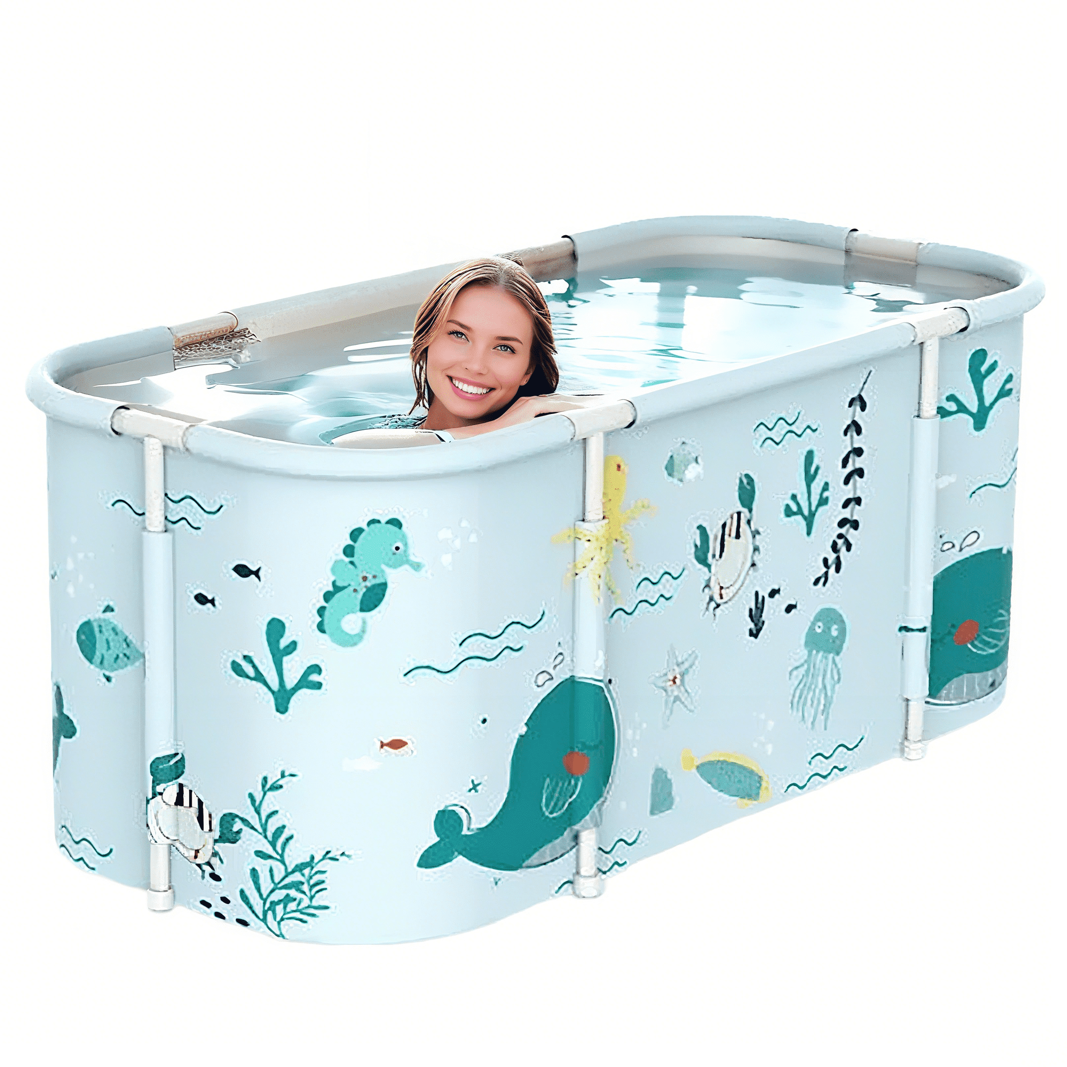 HDUTNGISN 47"Adult Foldable Bathtub,Portable,Freestanding,for Hot/Ice ...