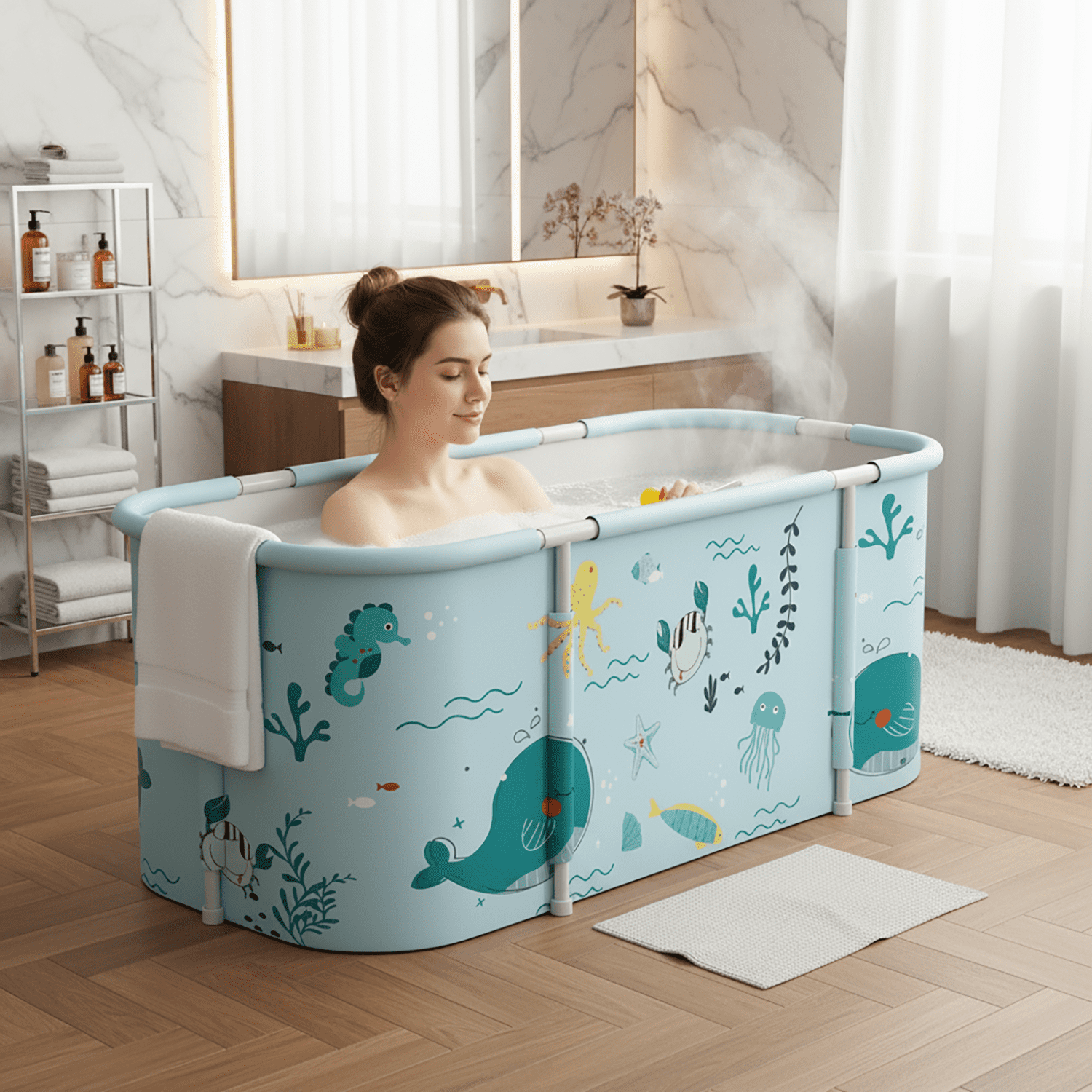 HDUTNGISN 47"Adult Foldable Bathtub,Portable,Freestanding,for Hot/Ice ...